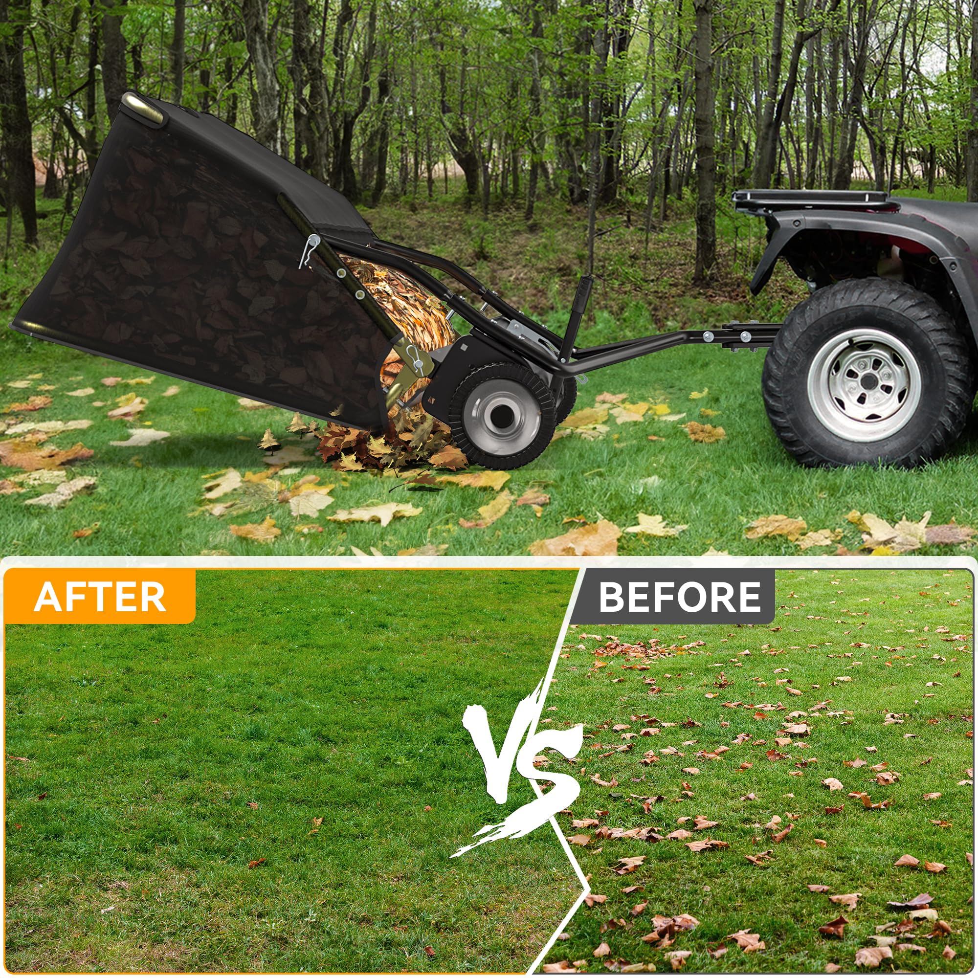 Snapklik.com : YINTATECH 42" Lawn Sweeper, Tow Behind Grass Sweeper Leaf Collector,12.9 Cuft ...