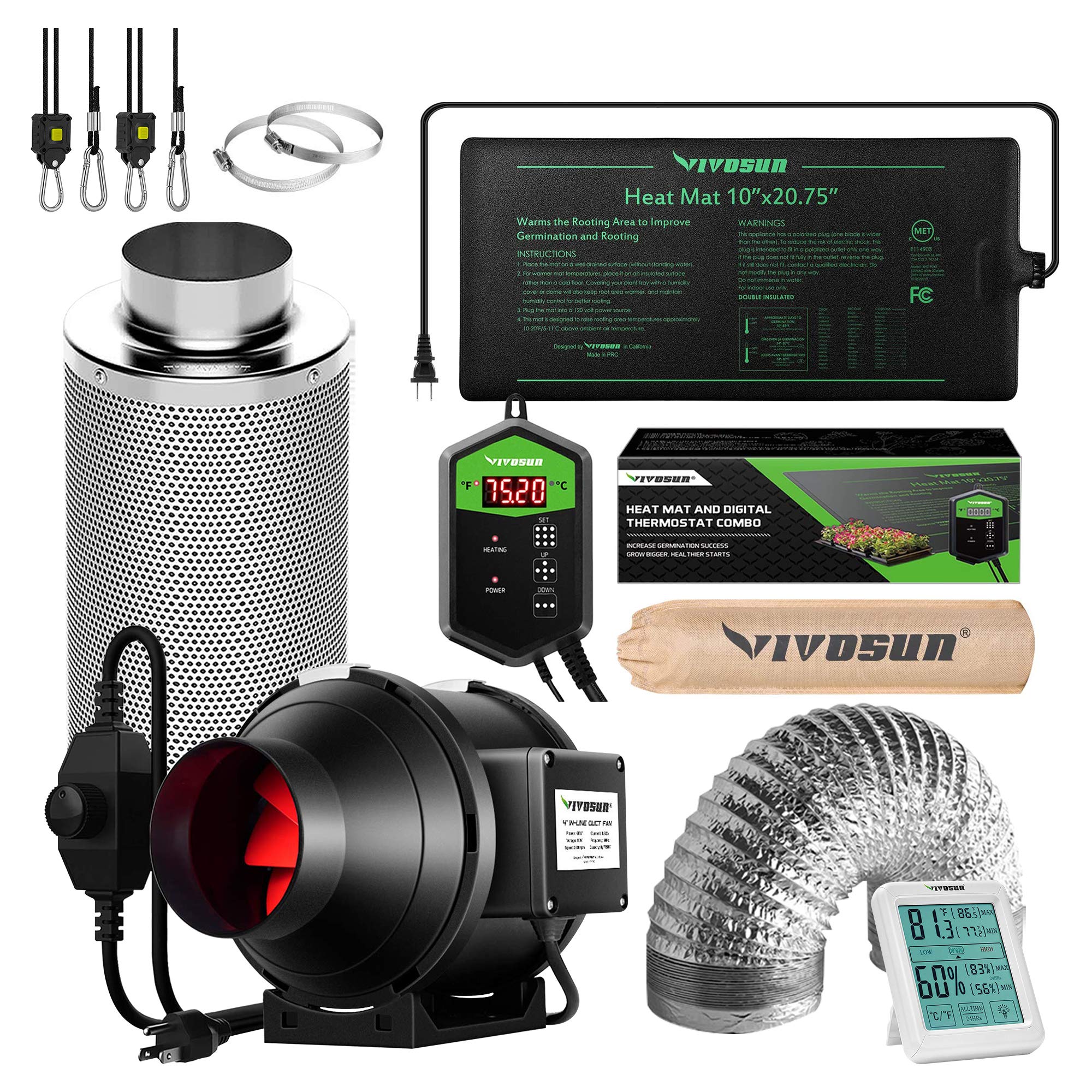 Buy VIVOSUN 4 Inch 190 CFM Inline Fan with Speed Controller, 4 Inch ...