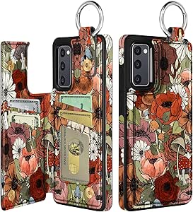 Amazon.com: Shorogyt for Samsung S20 FE Wallet Case with Card Holder - Designer Flower Mushroom ...