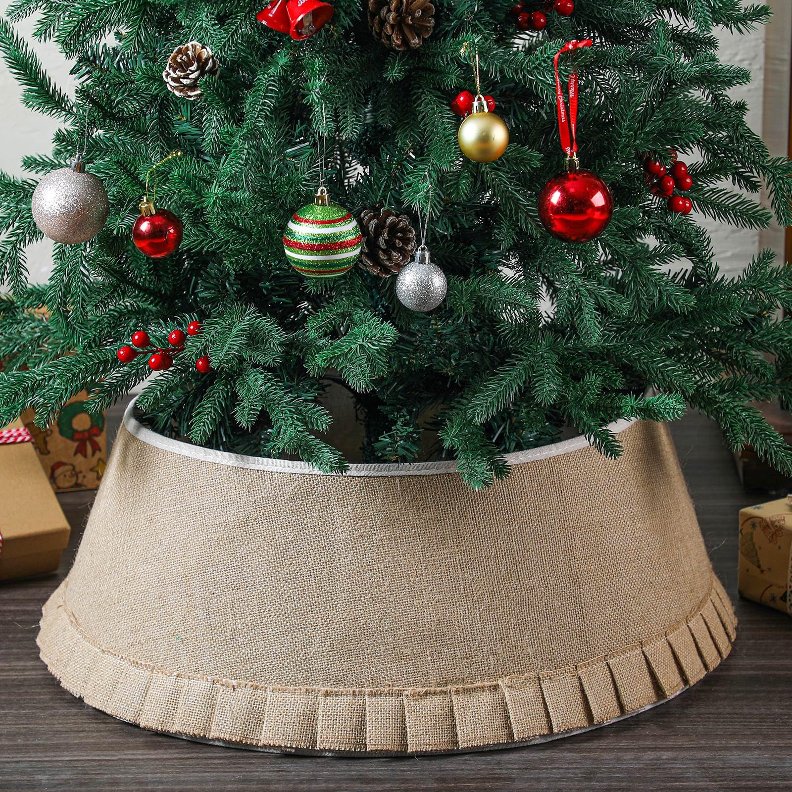 Amazon.com: Poen Christmas Tree Collar Burlap Christmas Tree Base ...
