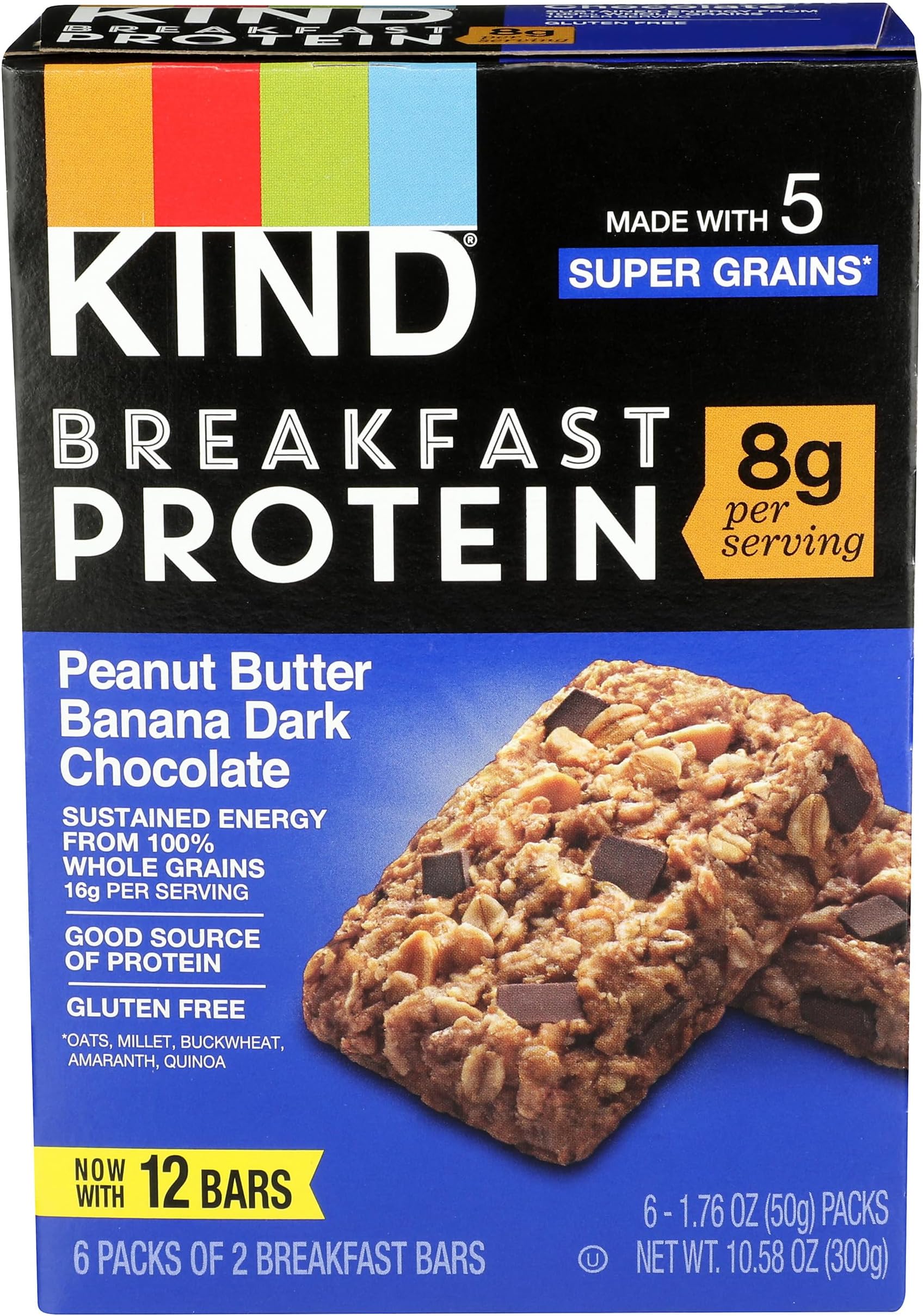 Amazon.com : Kind Peanut Butter Banana Dark Chocolate Breakfast Protein ...