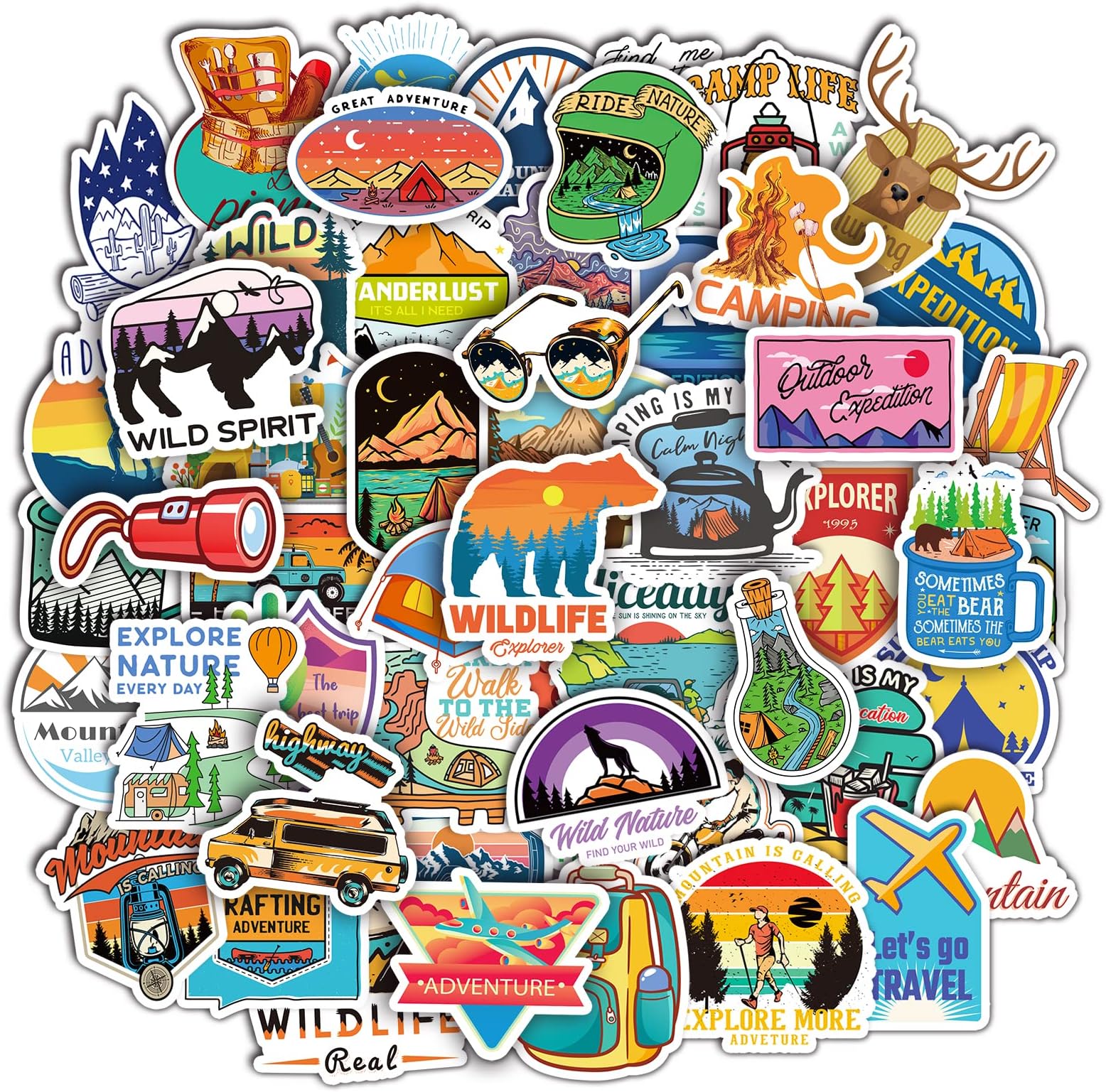 Amazon.com: N&S ARPA 50Pcs Outdoor Nature Camping Adventure Stickers ...