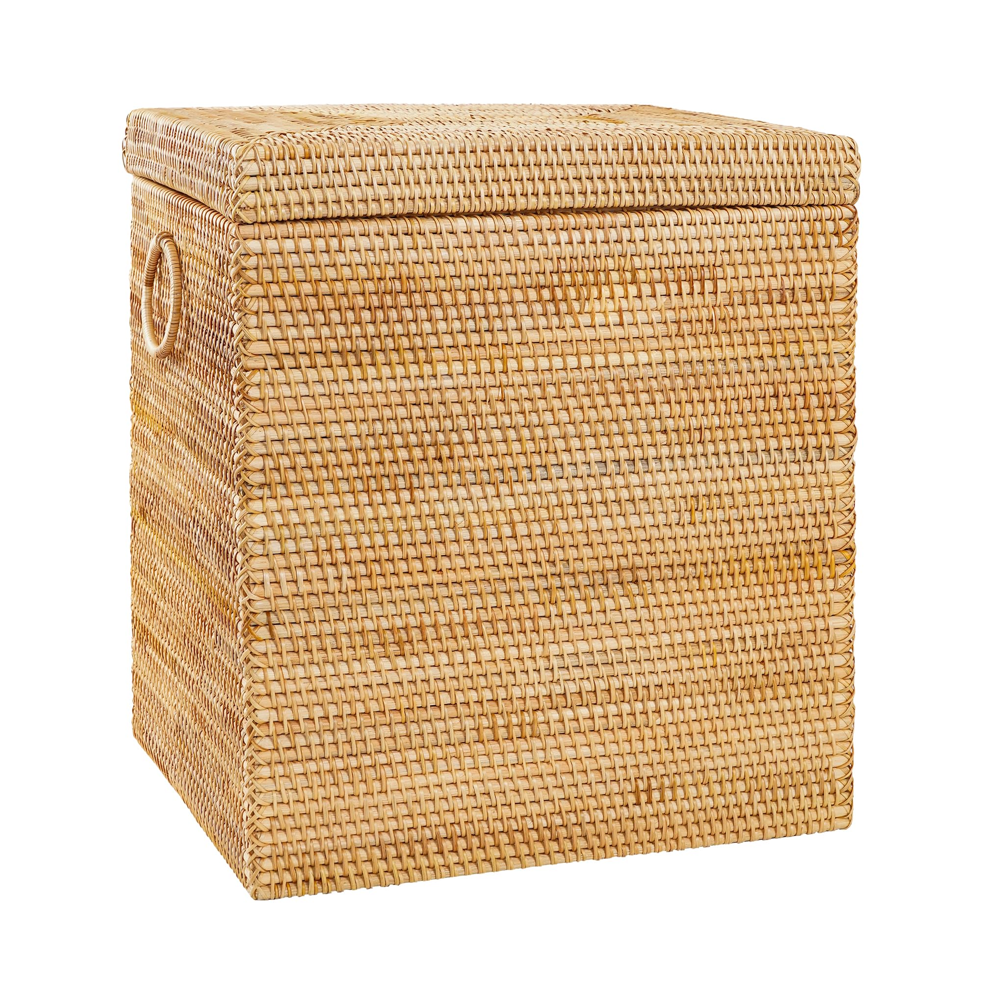 Amazon.com: Peslran 21.3"×17"×23.6" Rattan Laundry Basket With Handle, Rattan Laundry Hamper ...