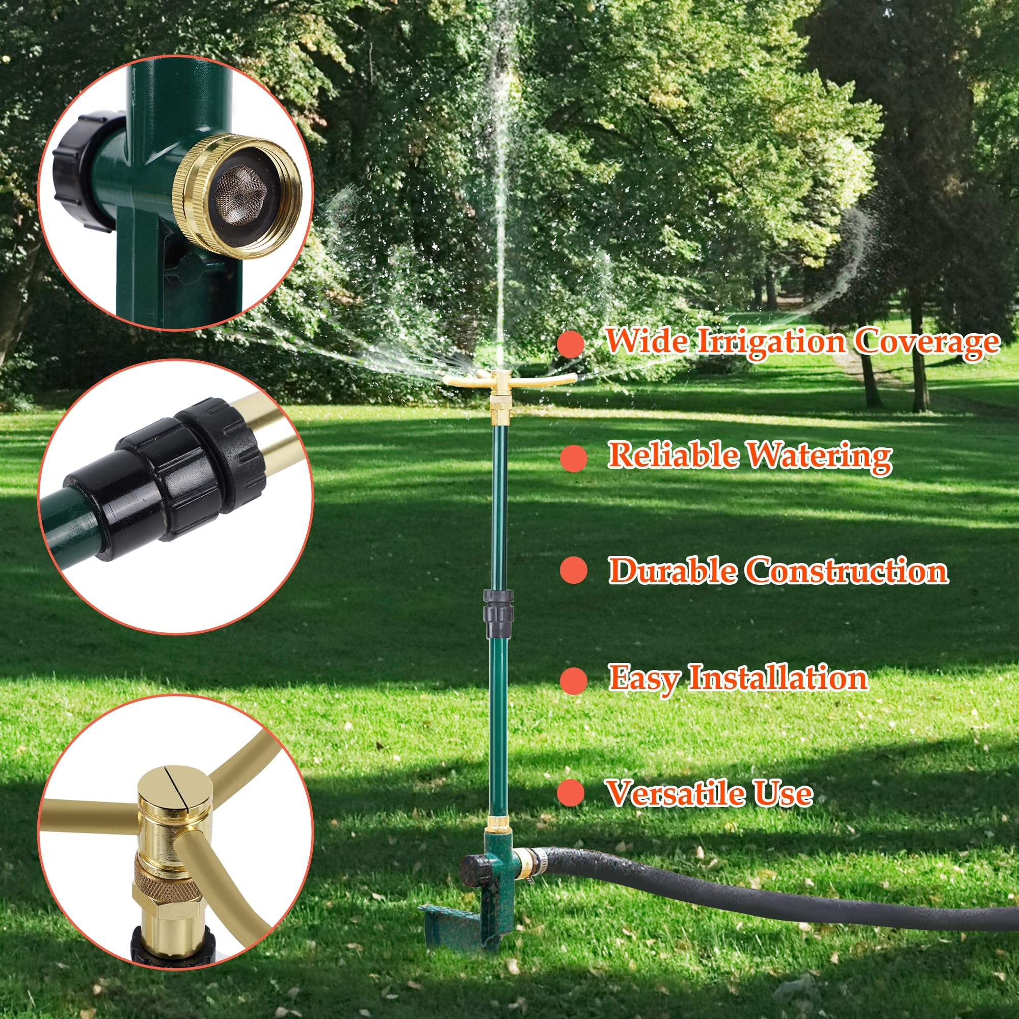 Snapklik.com : 3-Arm Garden Sprinkler, High-Rise Lawn Sprinkler, 360 ...
