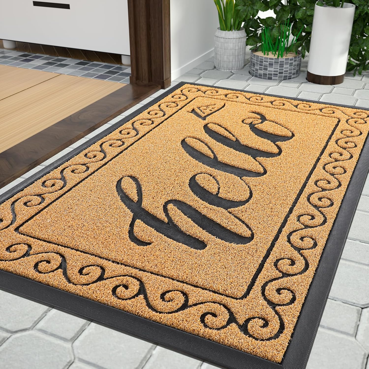 Amazon.com : Yimobra Hello Door Mat, Outdoor Welcome Front Door Mats ...