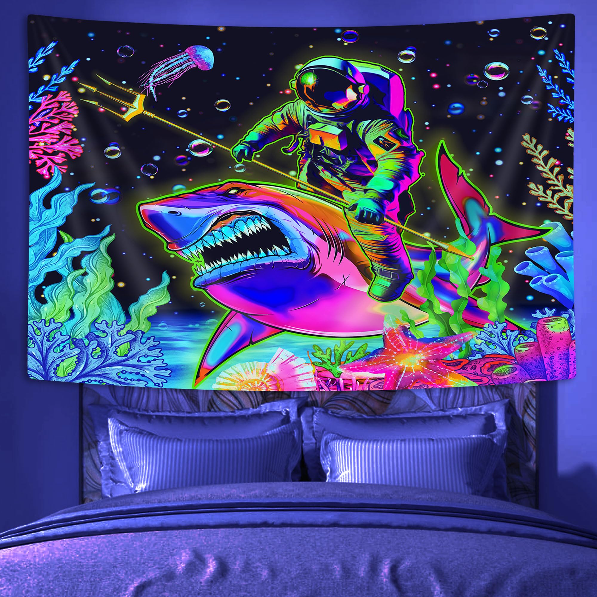 Amazon.com: MDUKOIN Blacklight Astronaut Tapestries for Boys Bedroom ...