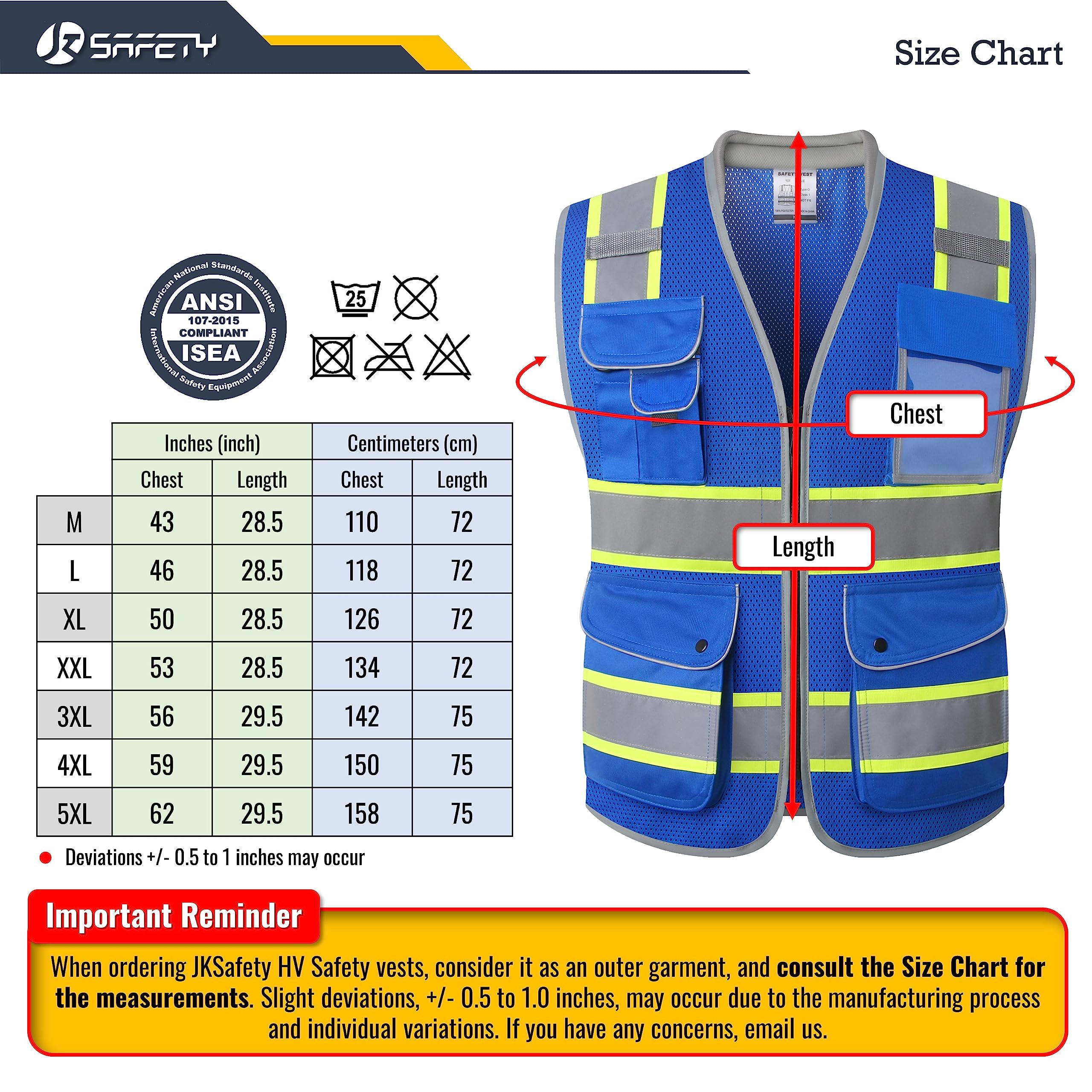 Snapklik.com : JKSafety 9 Pockets Hi-Vis Safety Vest Breathable Mesh ...