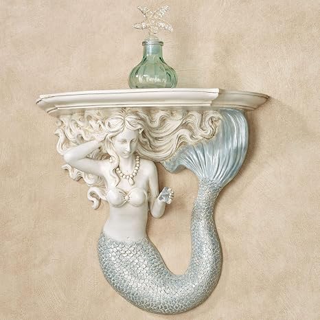 Amazon.com: Touch of Class Adellia Mermaid Wall Shelf - Resin - White ...