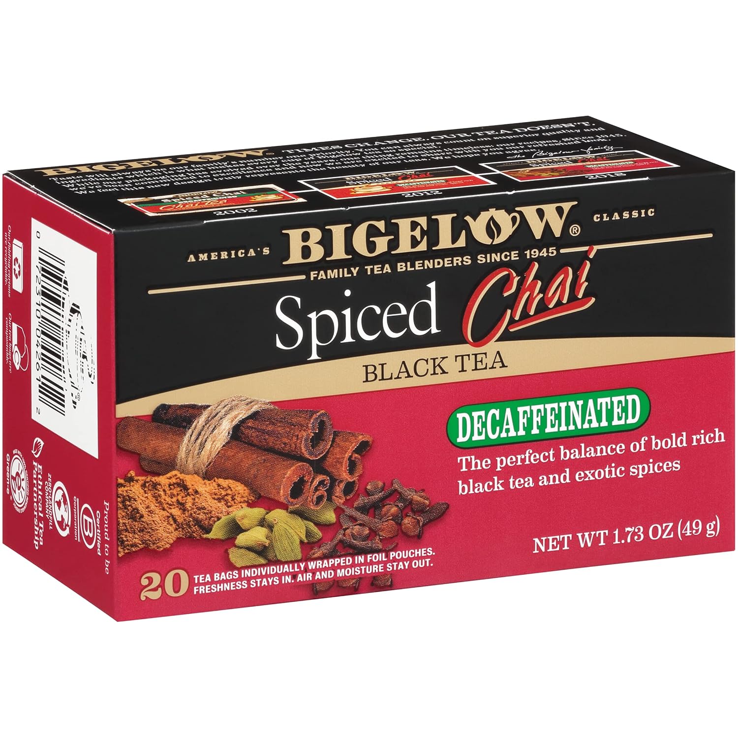 Amazon.com : Bigelow Tea Decaffeinated Spiced Chai Black Tea, Decaf Tea ...