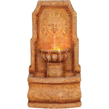Amazon.com : Sun Villa Rustic Happy Sun Face Outdoor Wall Tiered Water ...