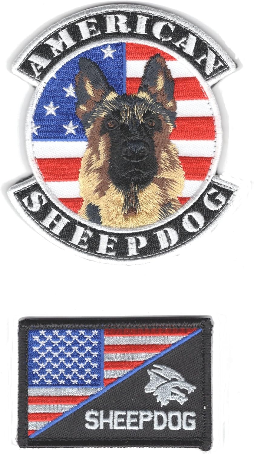 Amazon.com: American Sheepdog USA Flag Tactical Morale Police K9 2 pcs ...
