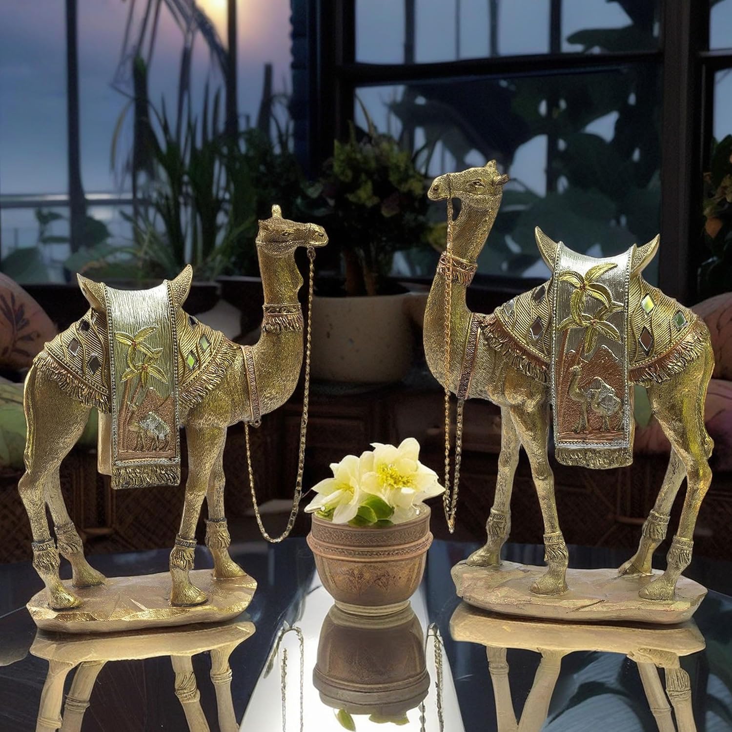 Buy KRAFTSKALA Luxurious Gold Camel Statue Set - Intricately Detailed ...