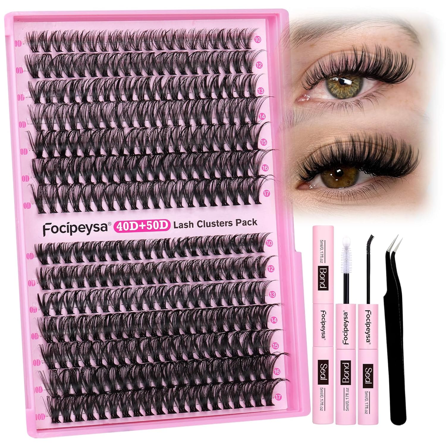Amazon.com: Focipeysa 40D 50D Lash Extension Kit Lashes Clusters with ...
