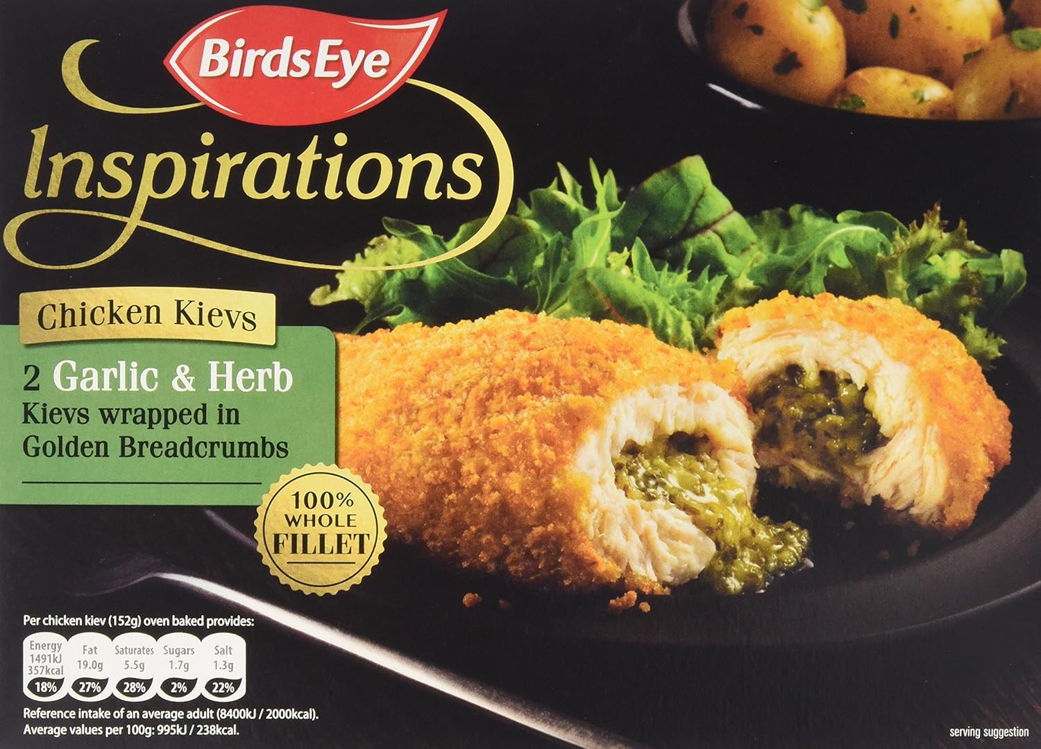 Birds Eye Inspirations 2 Garlic & Herb Chicken Kievs 300g : Amazon.co ...