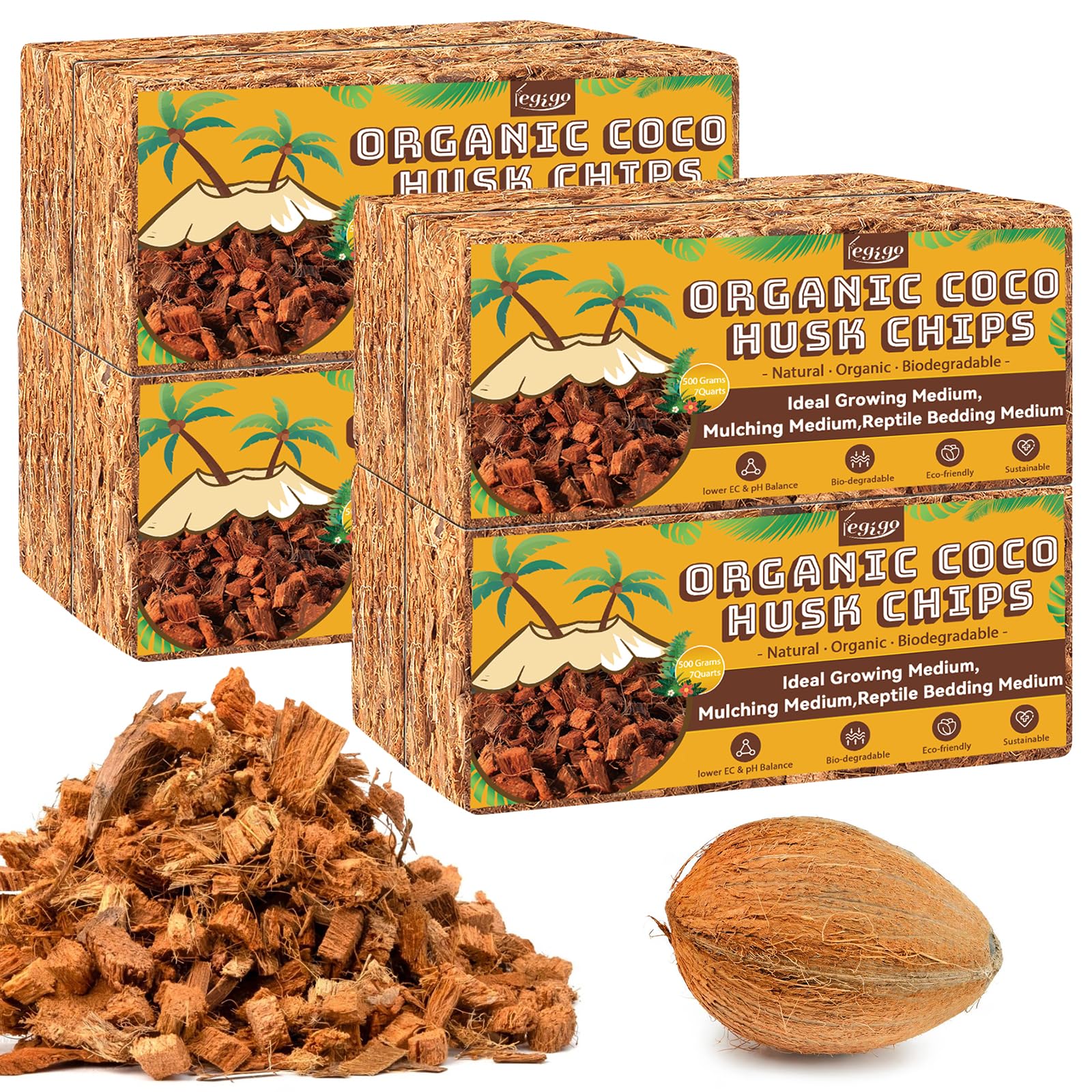 Snapklik.com : Legigo 8 Pack Coco Husk Chips- 8.8 LB 100% Organic ...