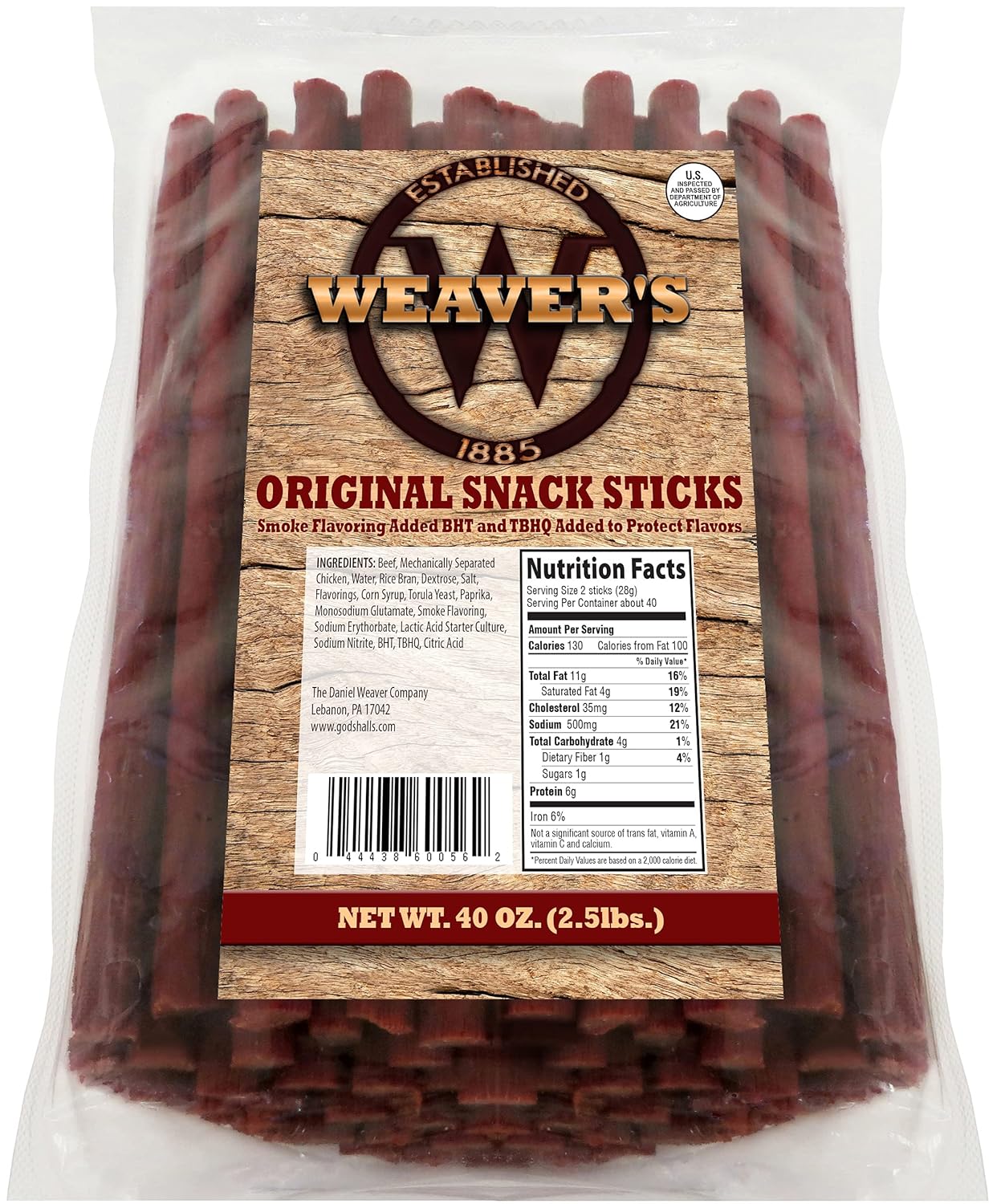 Amazon.com: Weaver’s Original Snack Sticks (80 mild flavored 6.5" beef ...