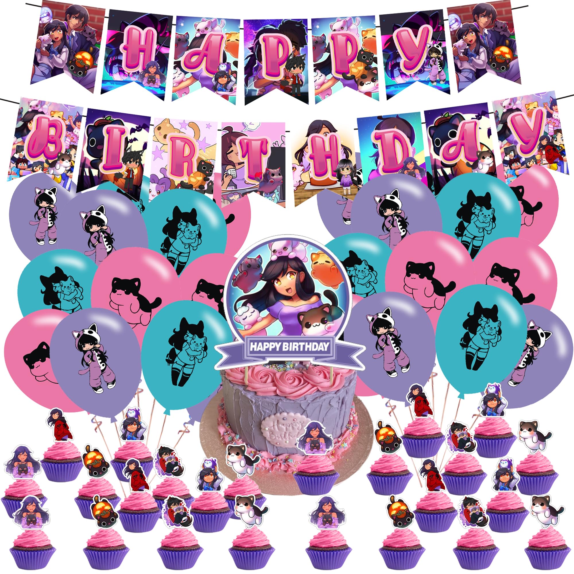 Buy Aphmau Plushies Cat Party Supplies, Birthday Party Decorations For ...