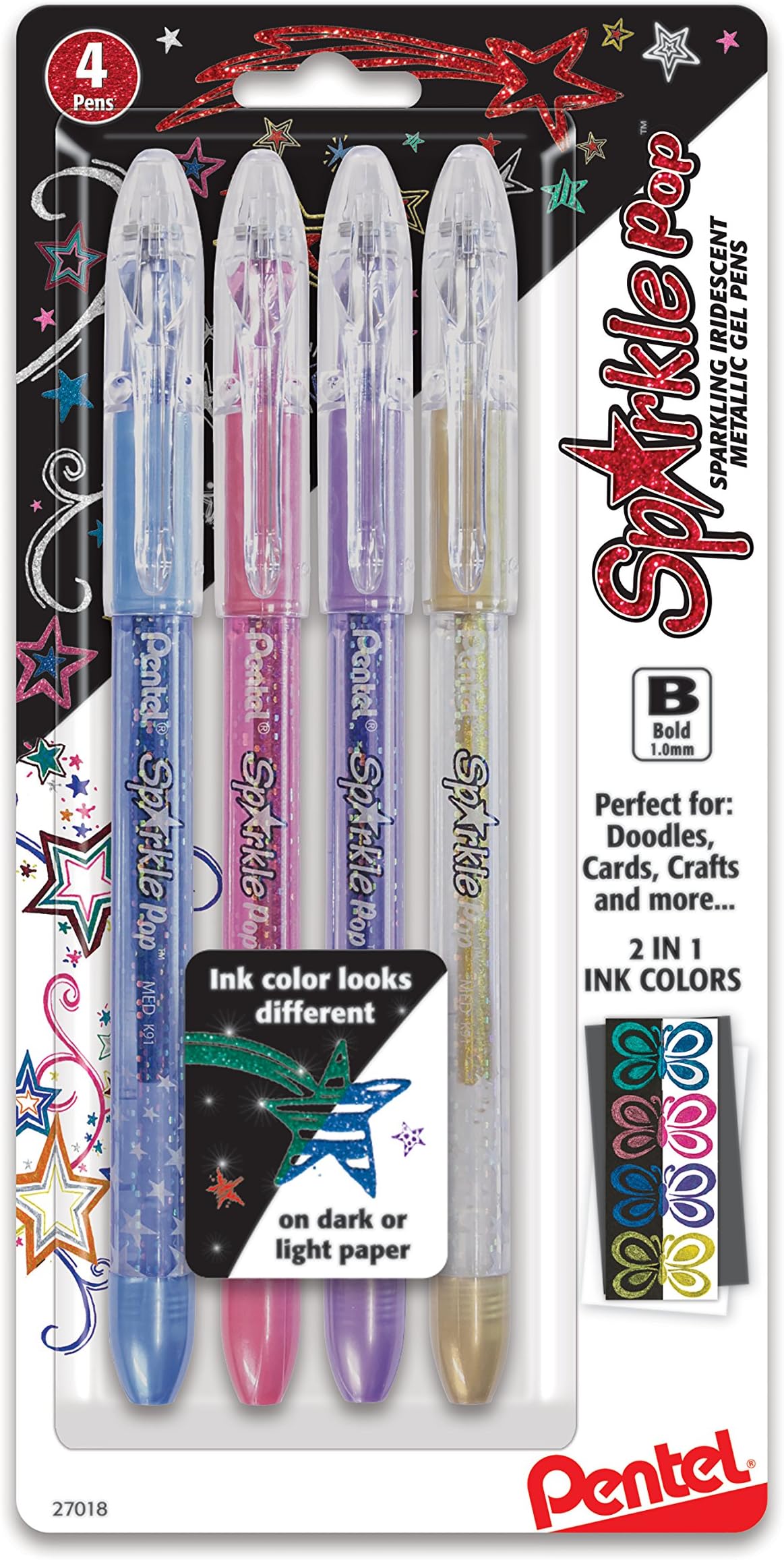 Amazon.com: Pentel Arts Krazy Pop Iridescent Gel Pen, (1.0mm) Bold Line ...