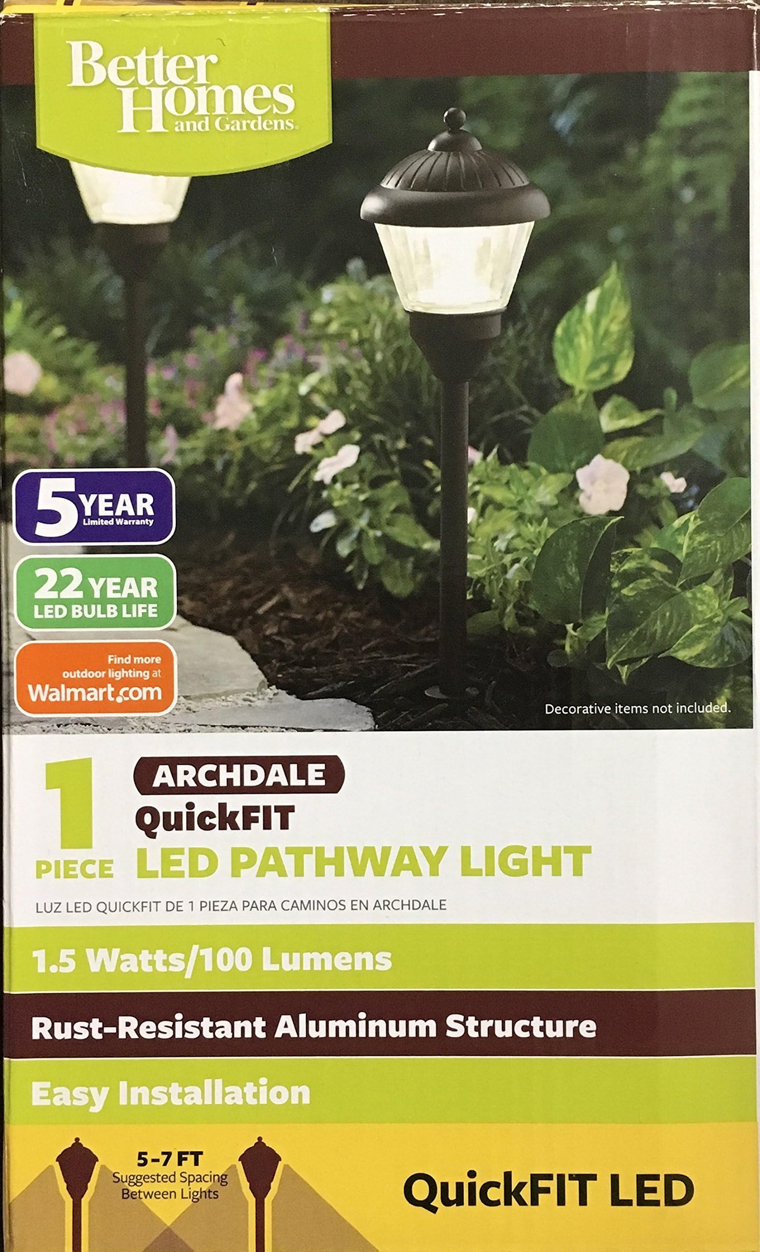 Better Homes and Gardens 1-Piece ARCHDALE QuickFIT LED Pathway Light ...