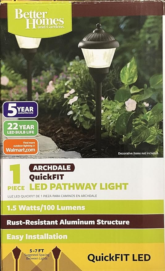 Better Homes and Gardens 1-Piece ARCHDALE QuickFIT LED Pathway Light ...
