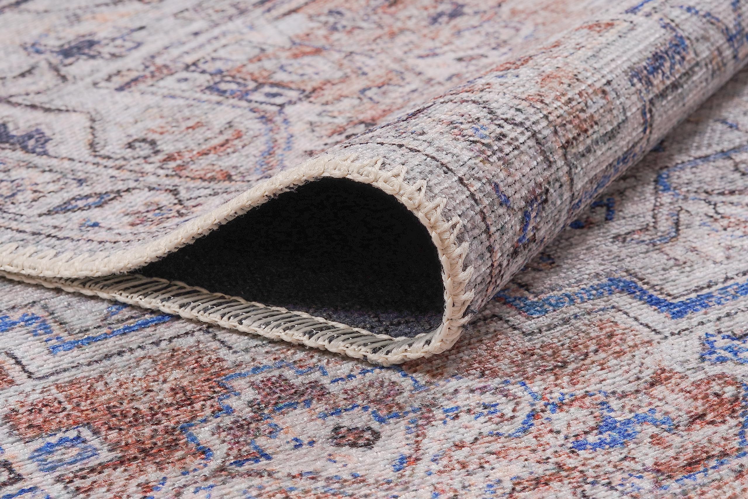 Adiva Rugs Machine Washable Area Rug with Non Slip Backing for Living ...