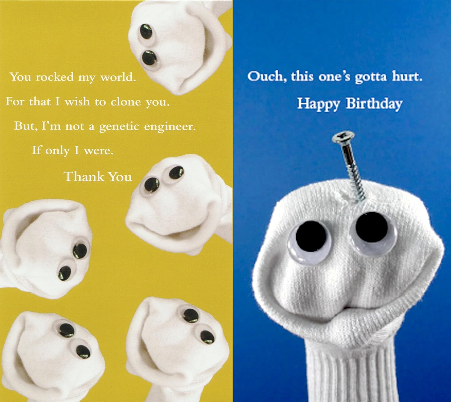 Amazon.com : Quiplip Sock Em's Thank You + Birthday 6) Greeting Cards ...