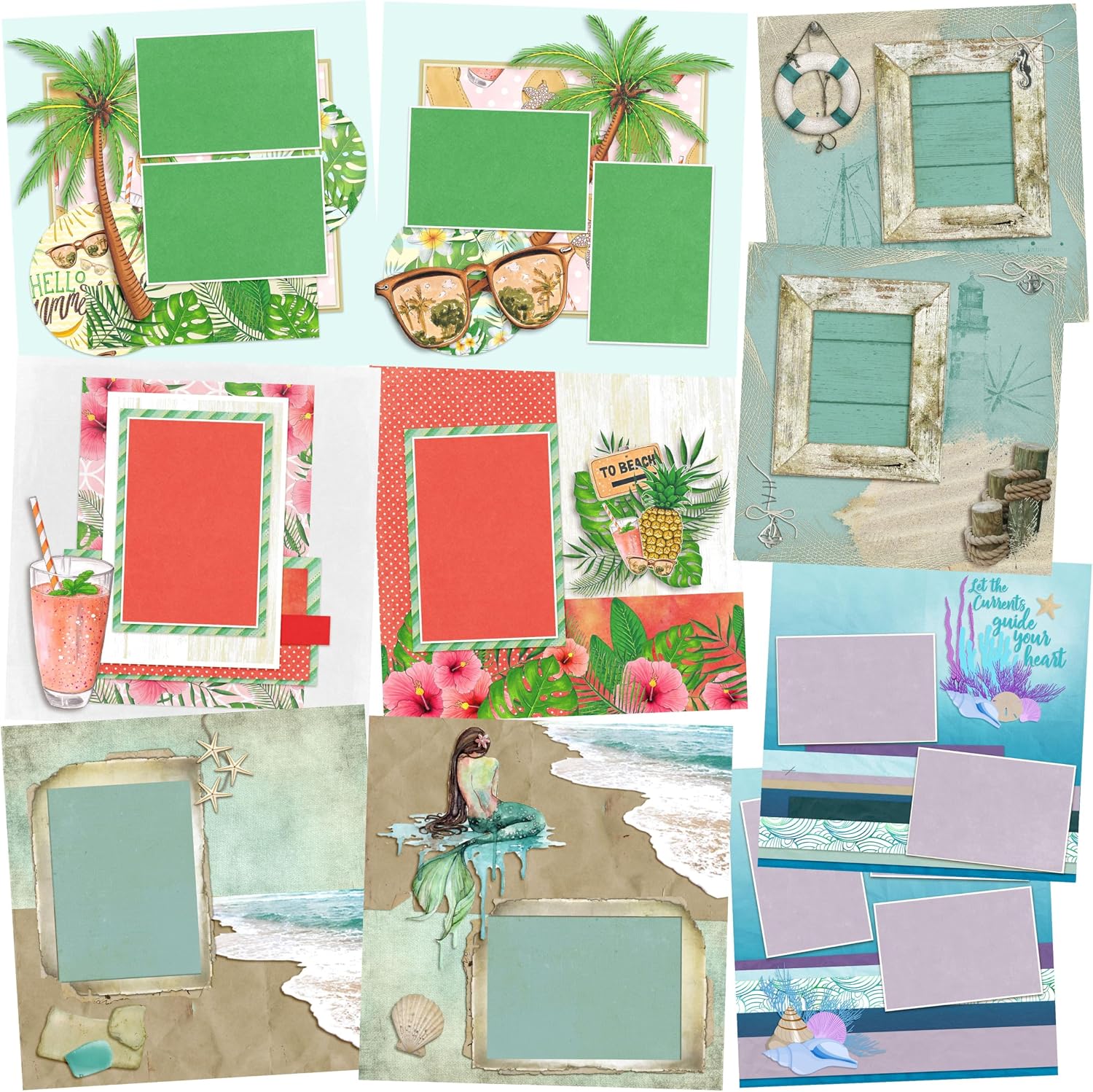 Amazon.com: Beach Vibes - Scrapbook Set - 5 Double Page Layouts