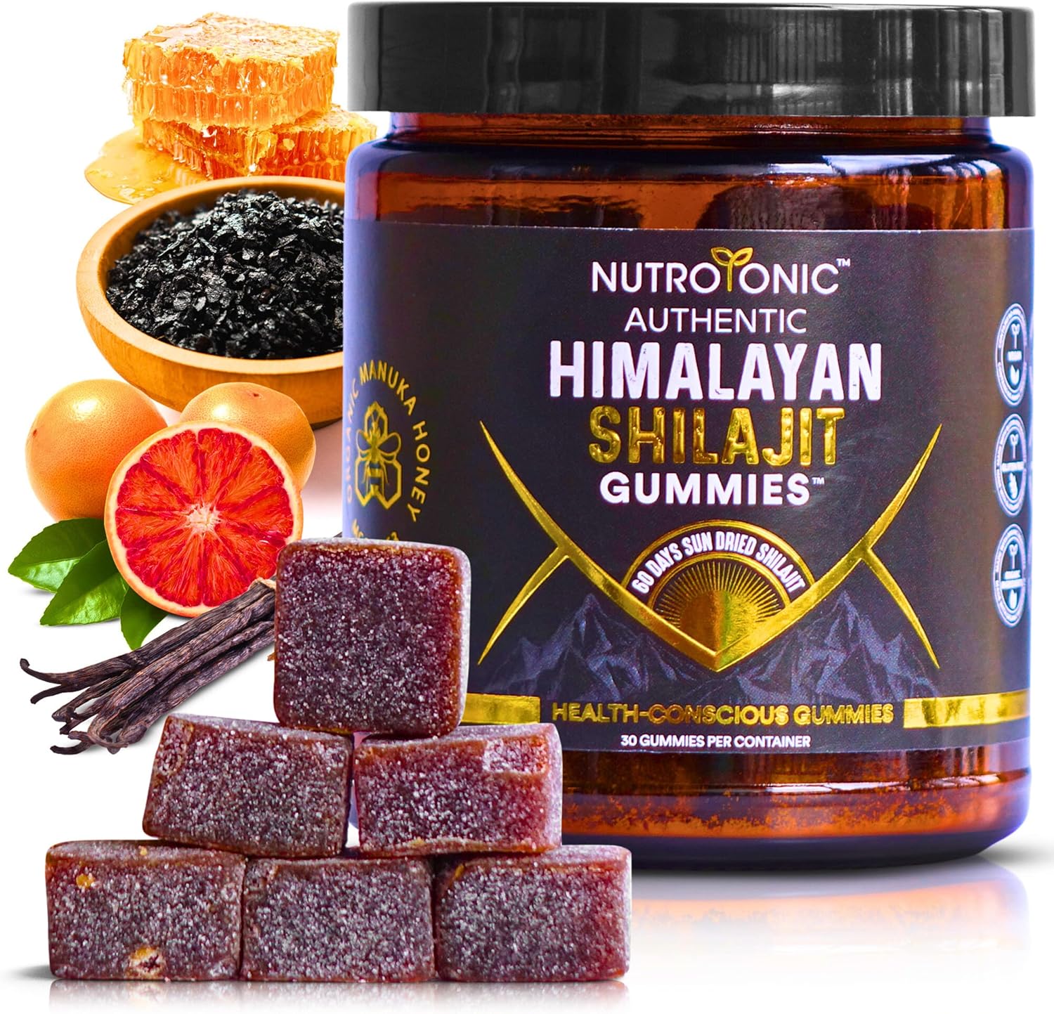 Amazon.com: Organic SHILAJIT Gummies by NutroTonic | Cane Sugar Free ...