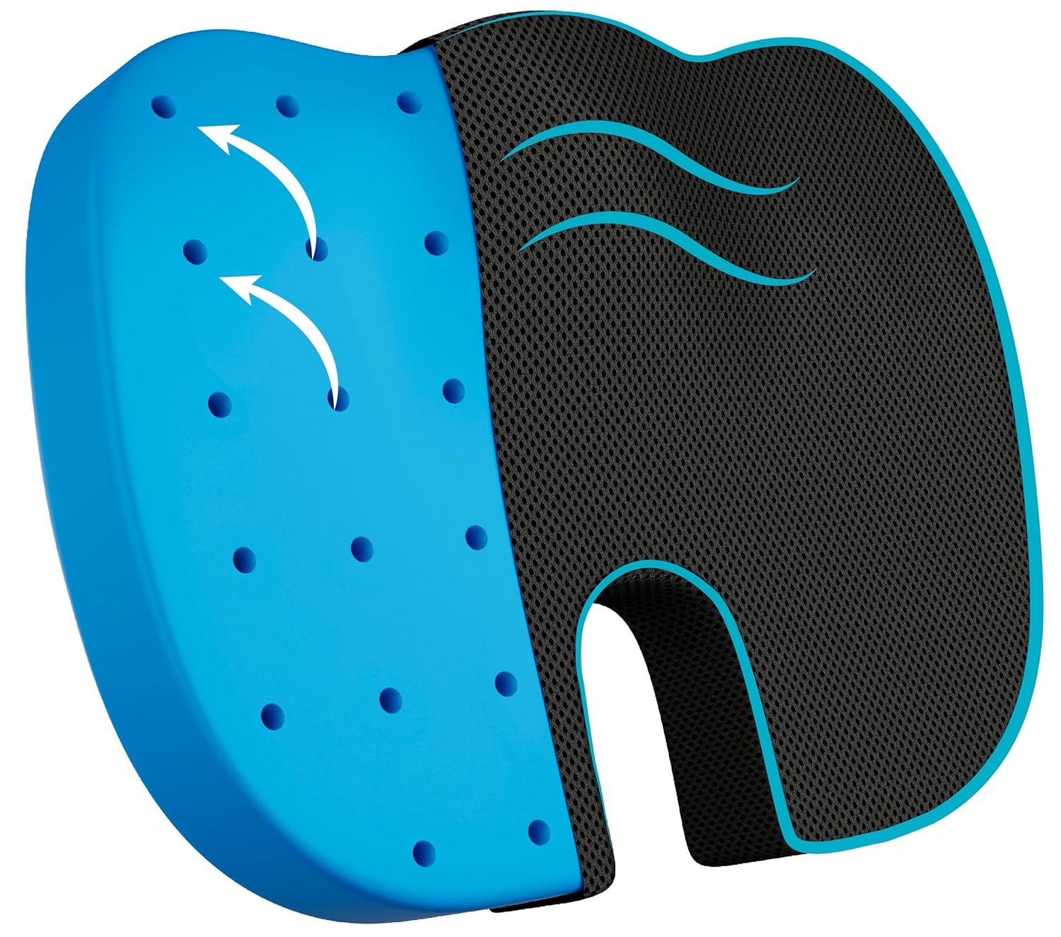 FOVERA Orthopedic Gel Memory Foam Coccyx Seat Cushion for Tailbone ...