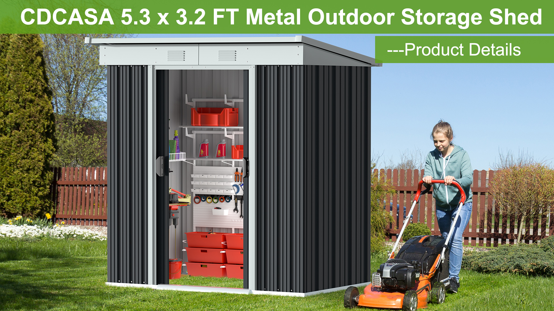 Watch CDCASA 5.3x3.2FT Metal Outdoor Storage Shed-Product Details on ...