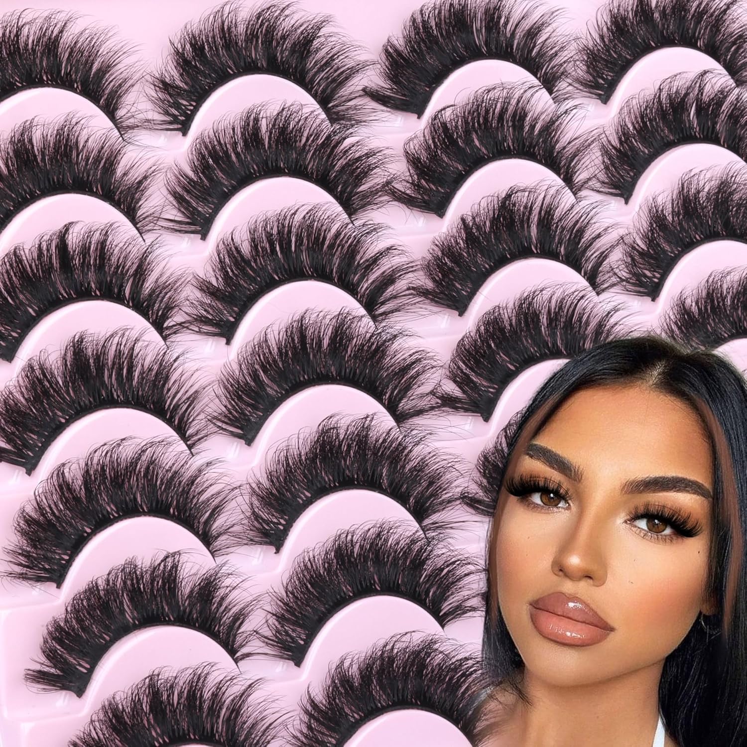 Amazon.com: False Eyelashes Wispy Lashes Cat Eye Faux Mink Lashes D ...