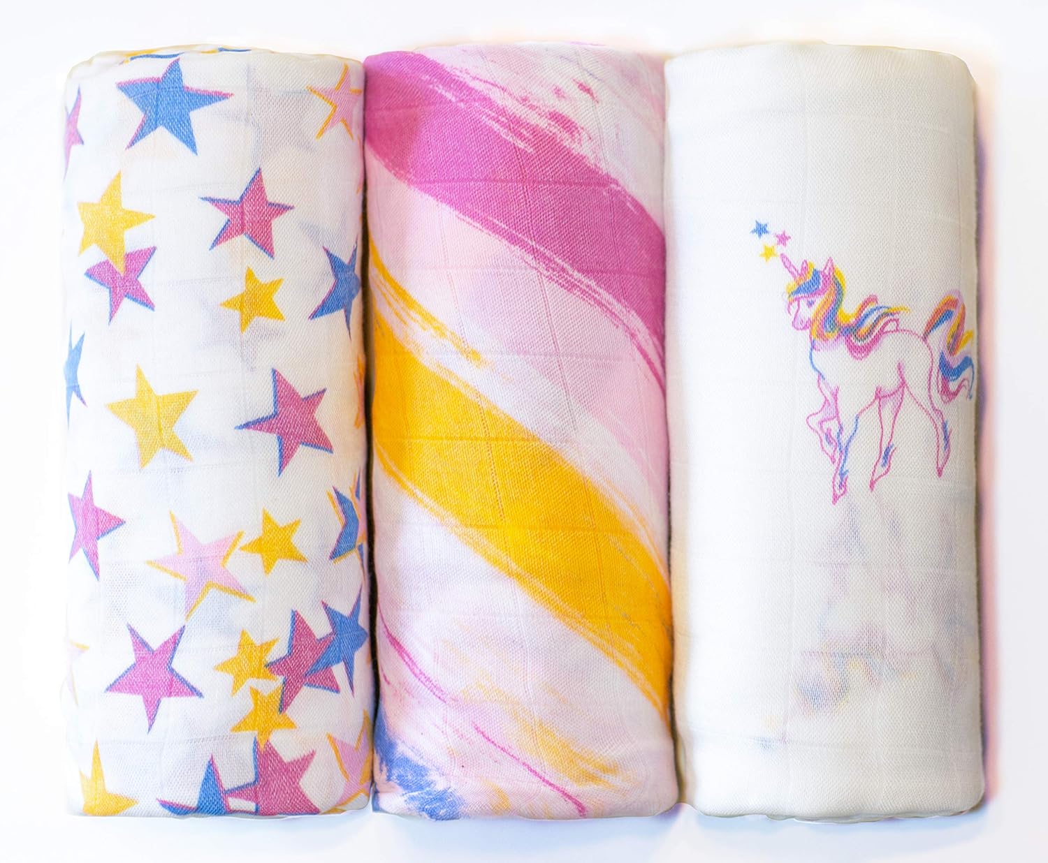 Amazon.com: Unicorns, Rainbows and Stars 3-Pack Bamboo Viscose Muslin ...