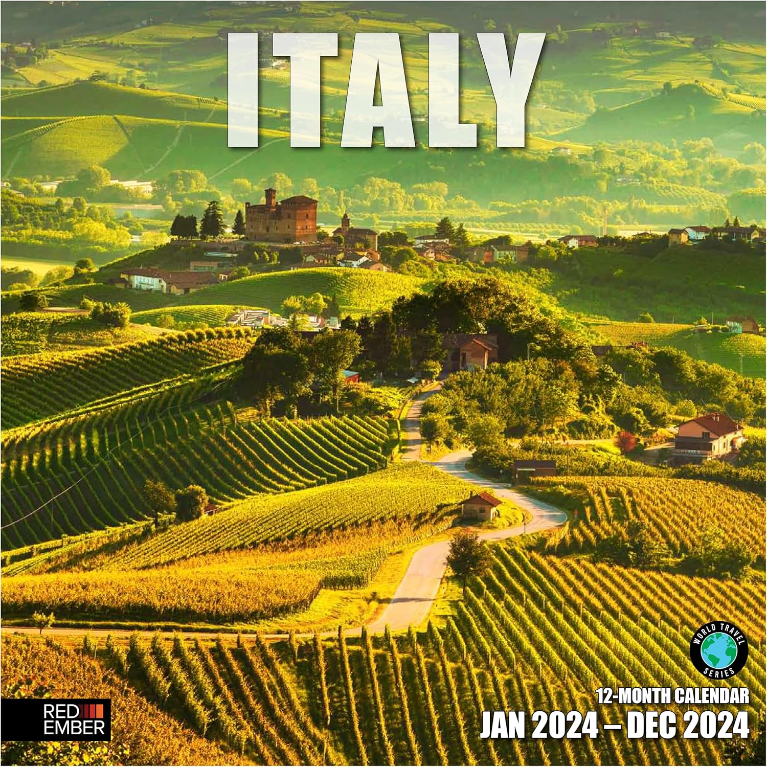 RED EMBER Italy 2024 Hangable Monthly Wall Calendar | 12" x 24" Open ...