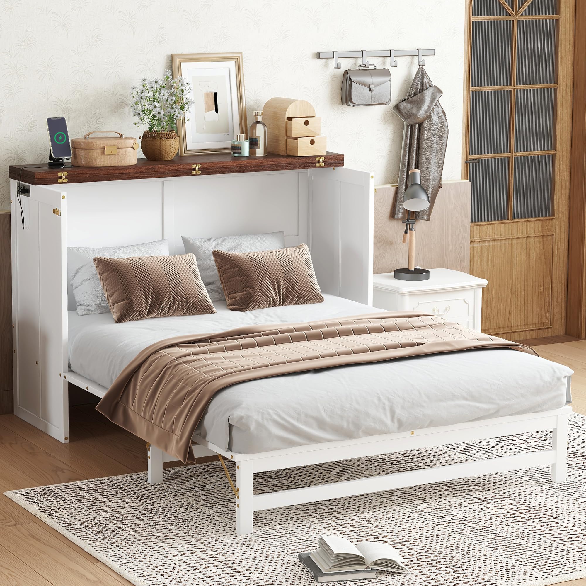 Snapklik.com : UOCFYK Queen Murphy Bed Chest Cube Cabinet