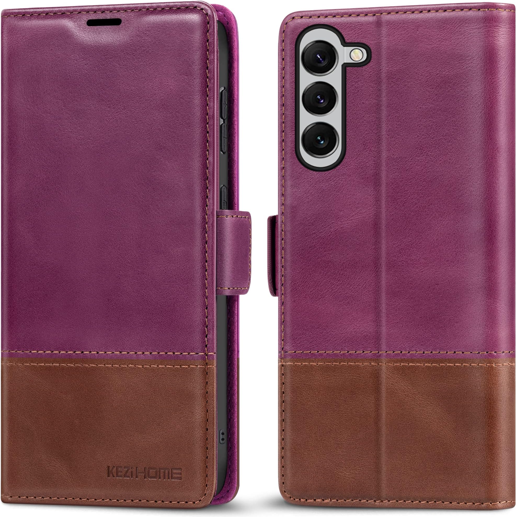Amazon.com: KEZiHOME for Samsung Galaxy S23+ Plus 5G Wallet Case, Genuine Leather Flip Stand ...