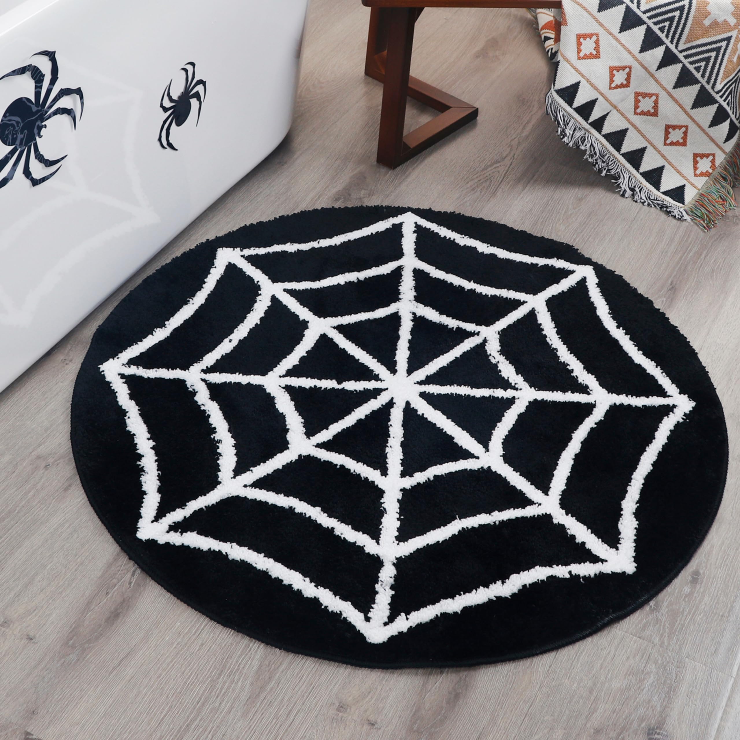Amazon.com: Spider Web Bath Mat - Halloween Rug Bathroom Decor Gothic ...