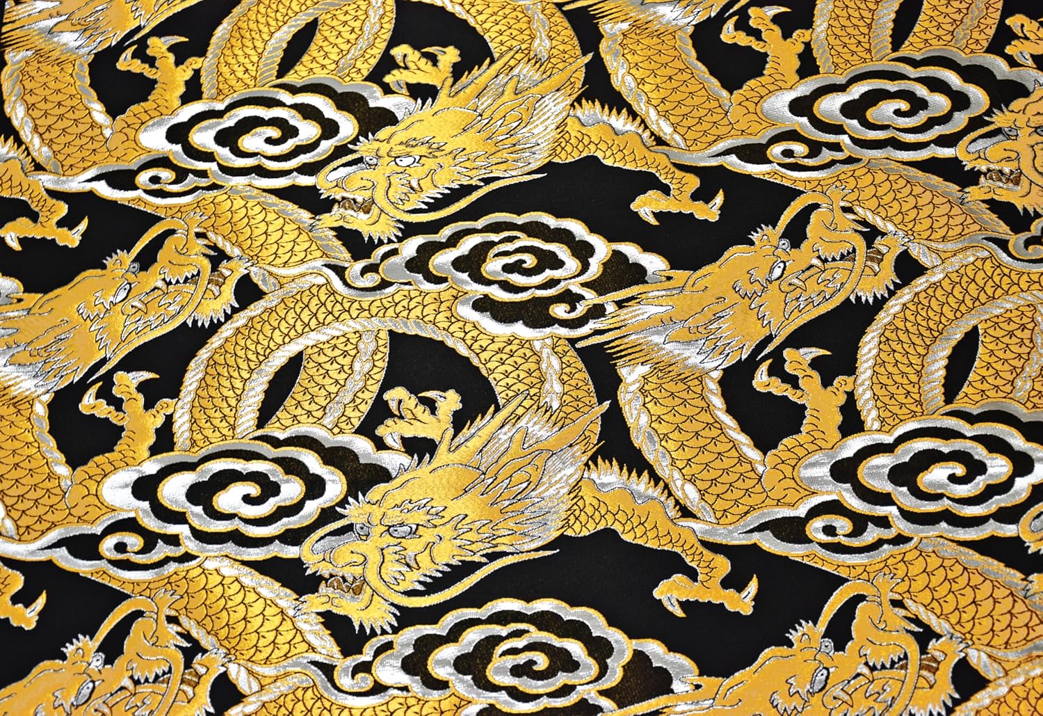 Amazon | 【Oriet Kyotoの布】 金襴 生地 金竜（龍）黒☆長さ50cm単位（連続カット可） | 布・生地 通販