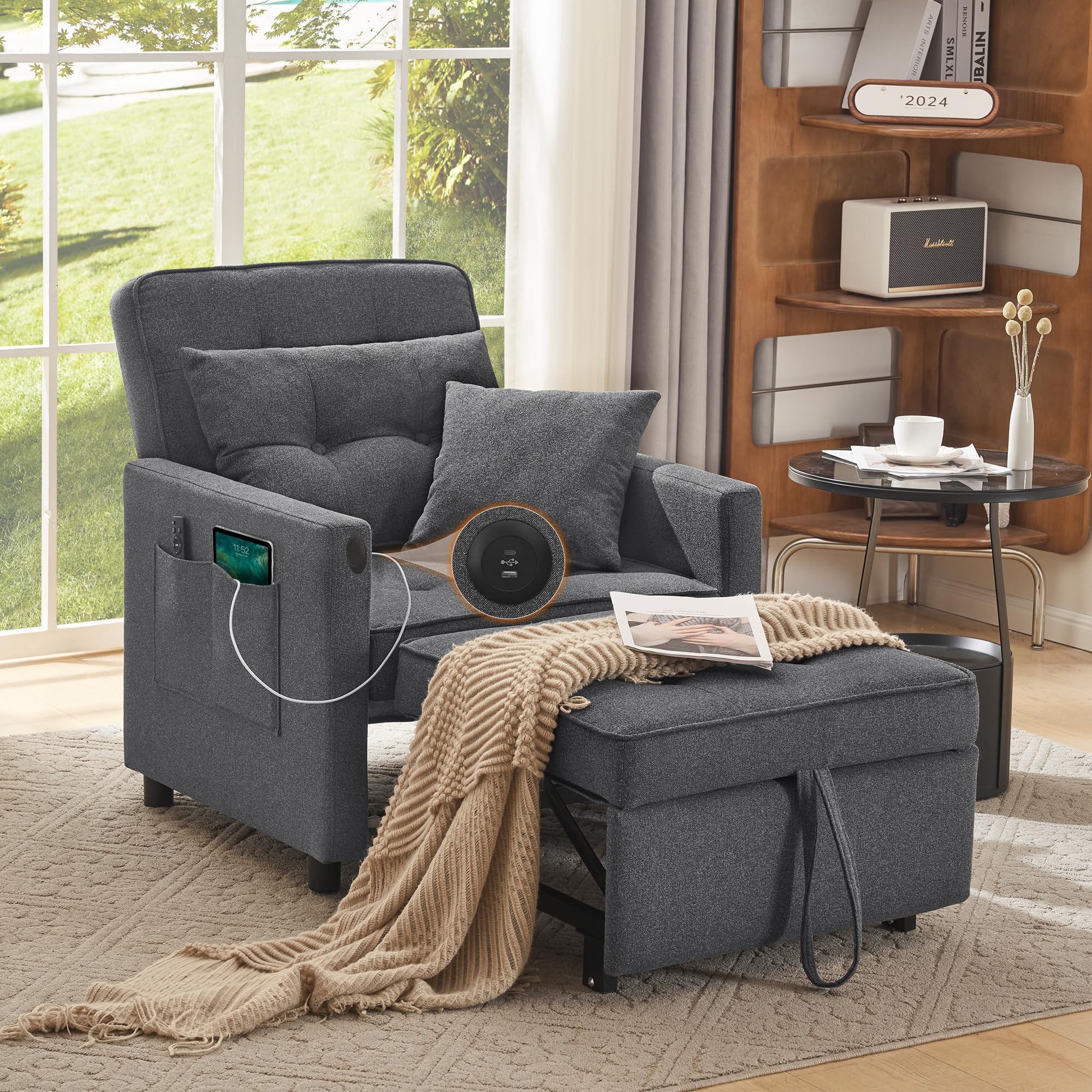 Amazon.com: Cozyman Sofa Bed Chair, 3 in 1 Convertible Sleeper Chair ...