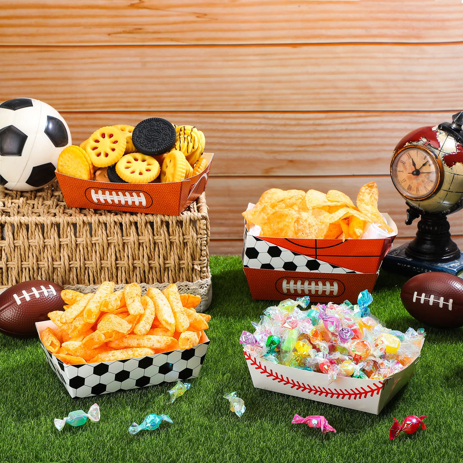 Snapklik.com : Hoolerry 48 Pack Sports Themed Party Paper Food Trays ...