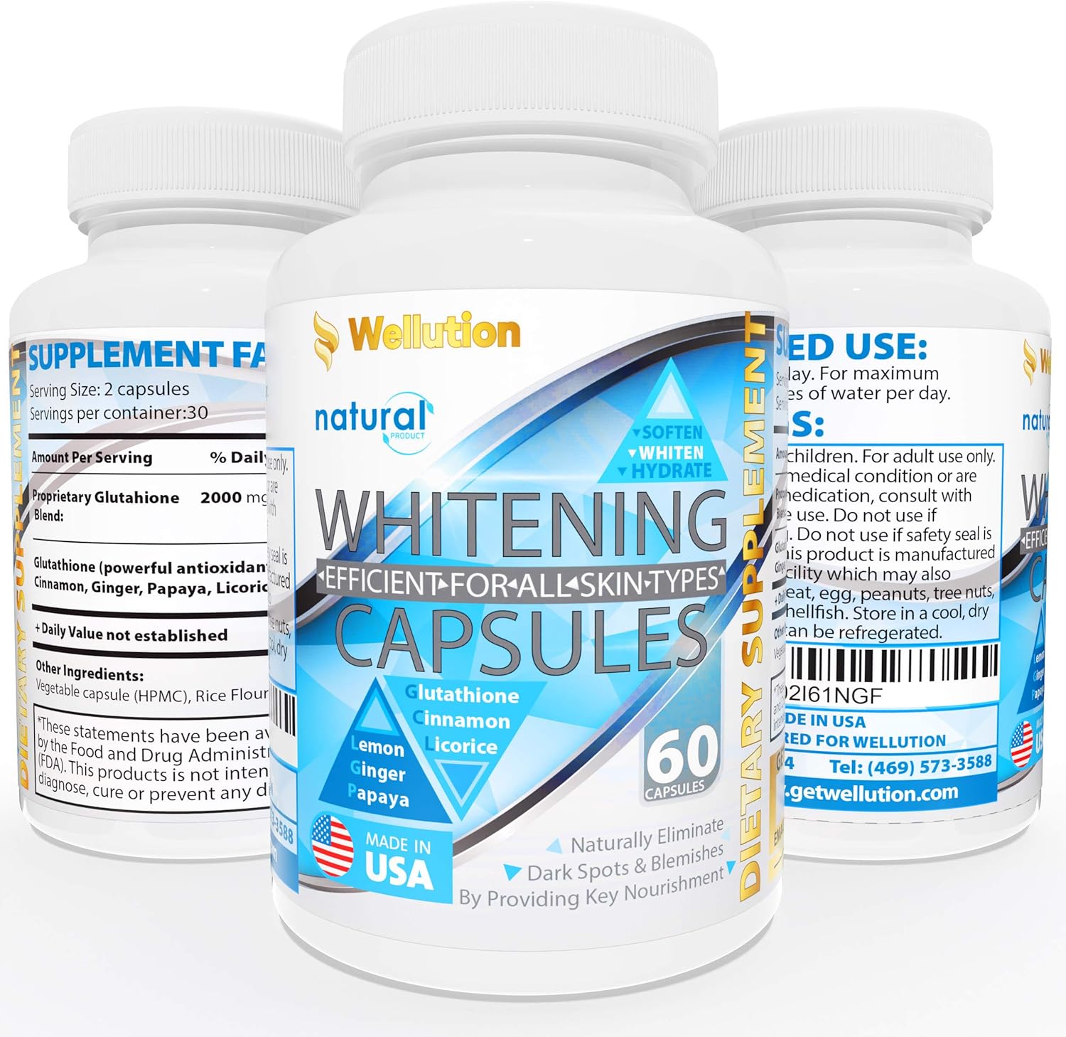 Amazon.com: WELLUTION Skin Brightening Herbal Supplement - 60 Capsules ...