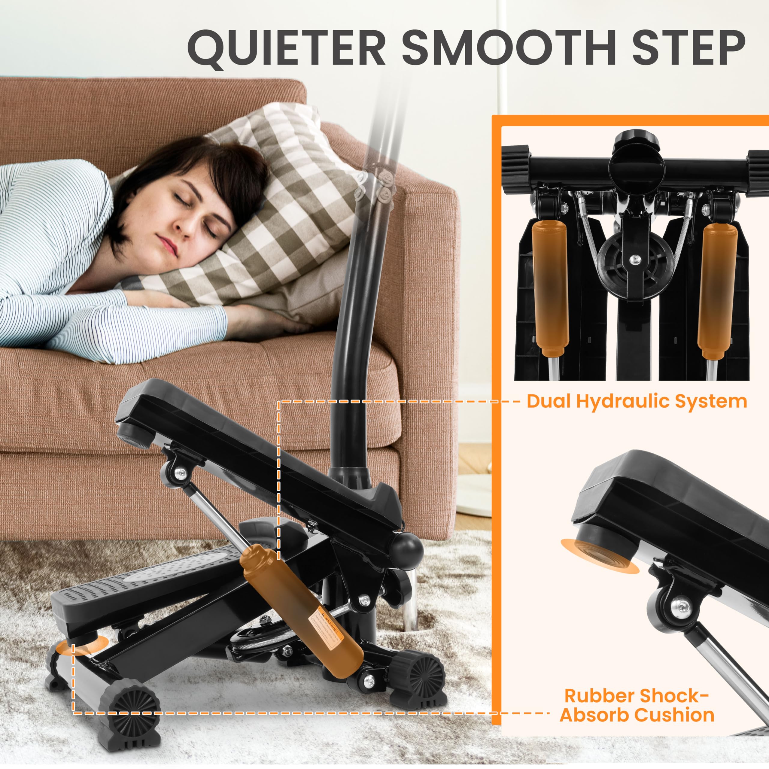 Signature Fitness Mini Steppers for Exercise with Handlebar, Stair ...