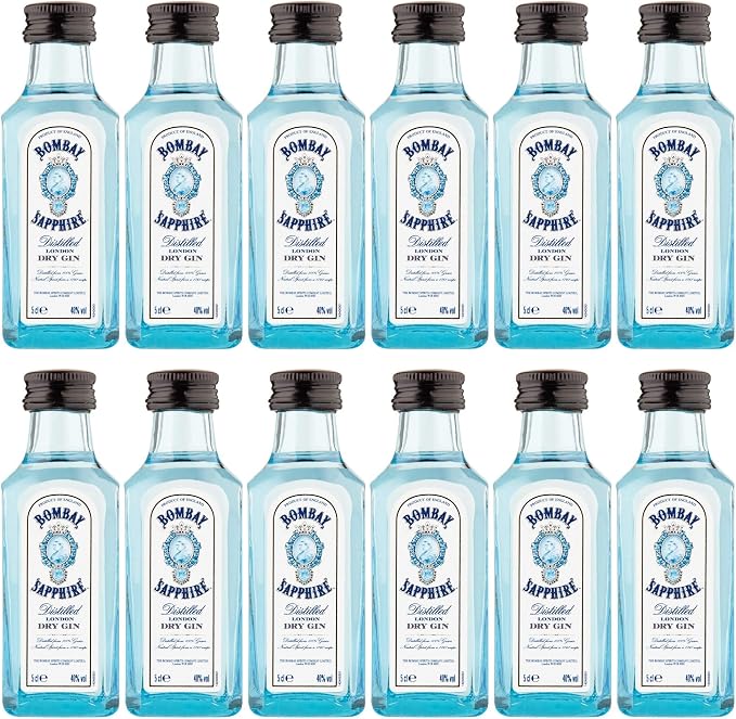 Bombay Sapphire London Dry Gin 5cl Miniature - 12 Pack : Amazon.co.uk ...