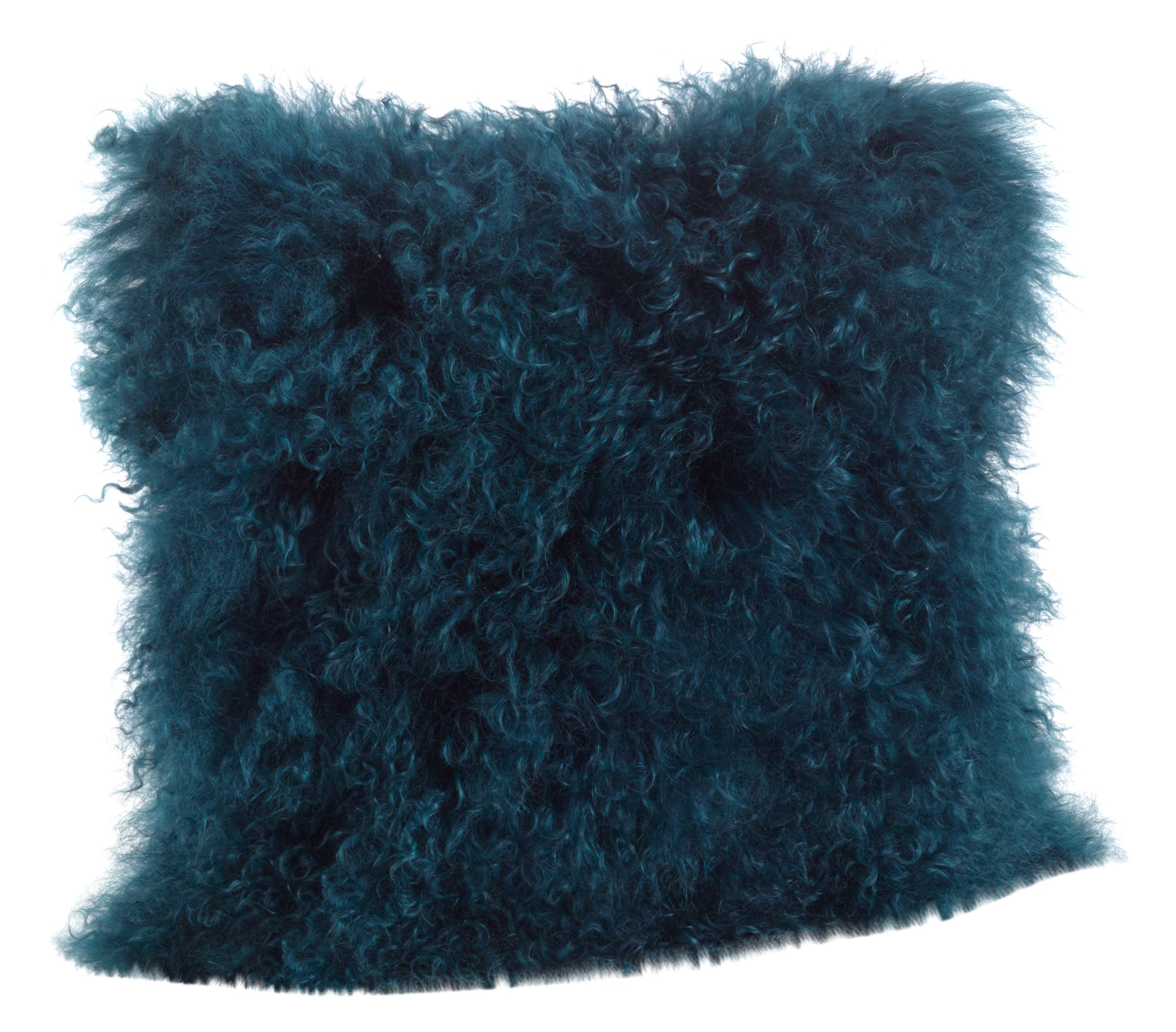 SARO LIFESTYLE 100% Wool Mongolian Lamb Fur Throw Pillow with Poly ...