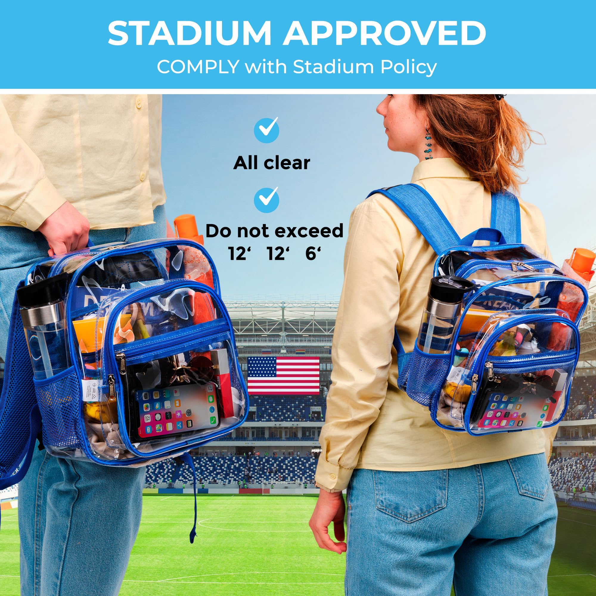 Snapklik.com : SHYLERO Clear Backpack Stadium Approved - Clear PVC Bag ...