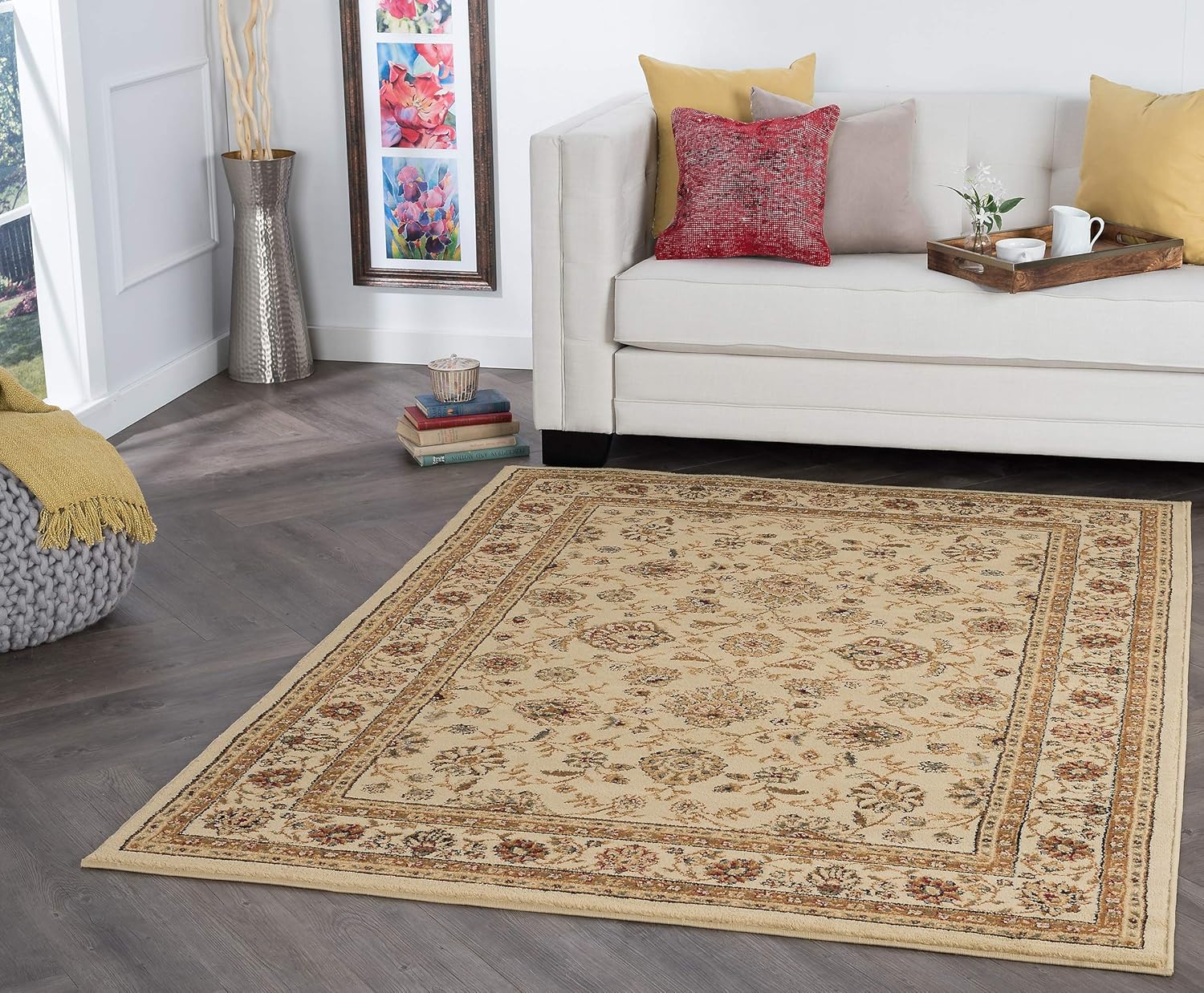 Amazon.com: Universal Rugs 105142 Ivory 8x10 Area Rug, 7-Feet 6-Inch by ...