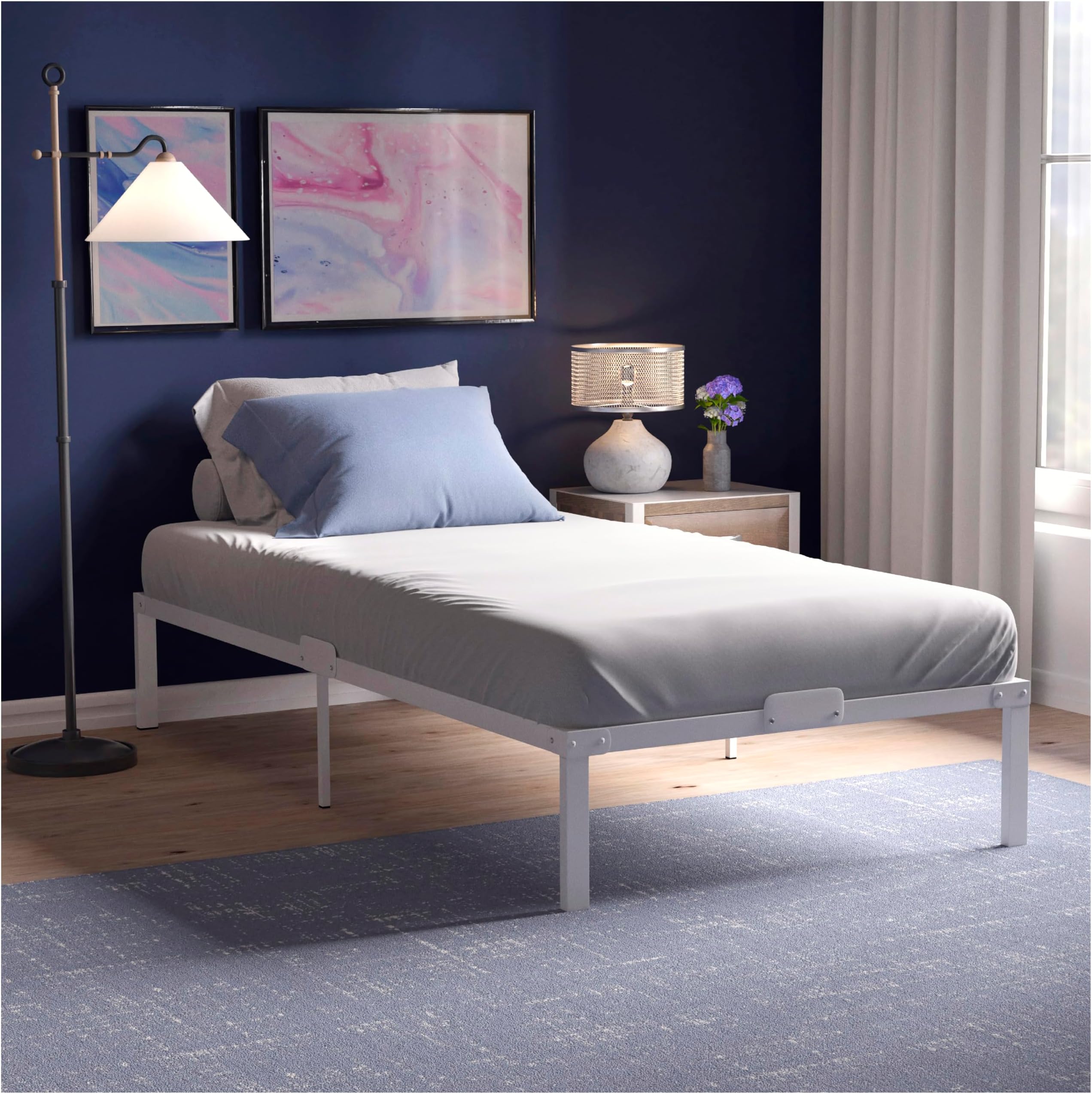 Dreamzie Cadre de Lit 140 x 190 avec Sommier en Métal Blanc - Sommier ...