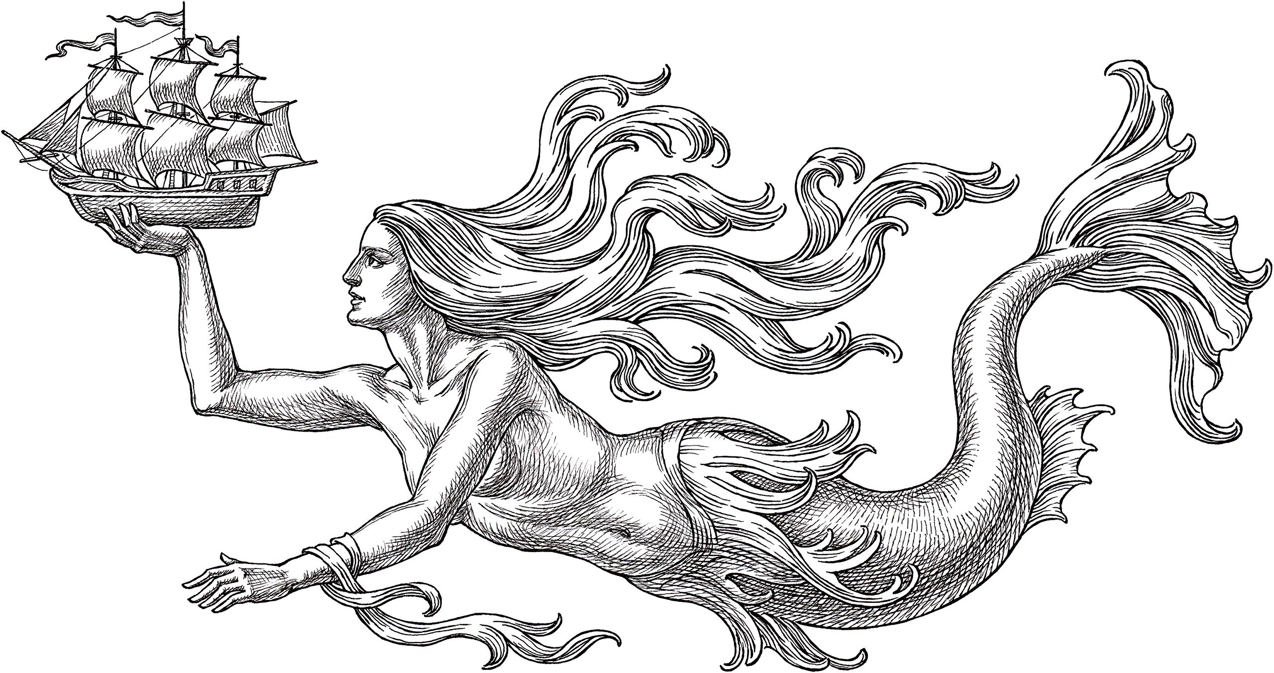 Underwater Mermaid Drawing