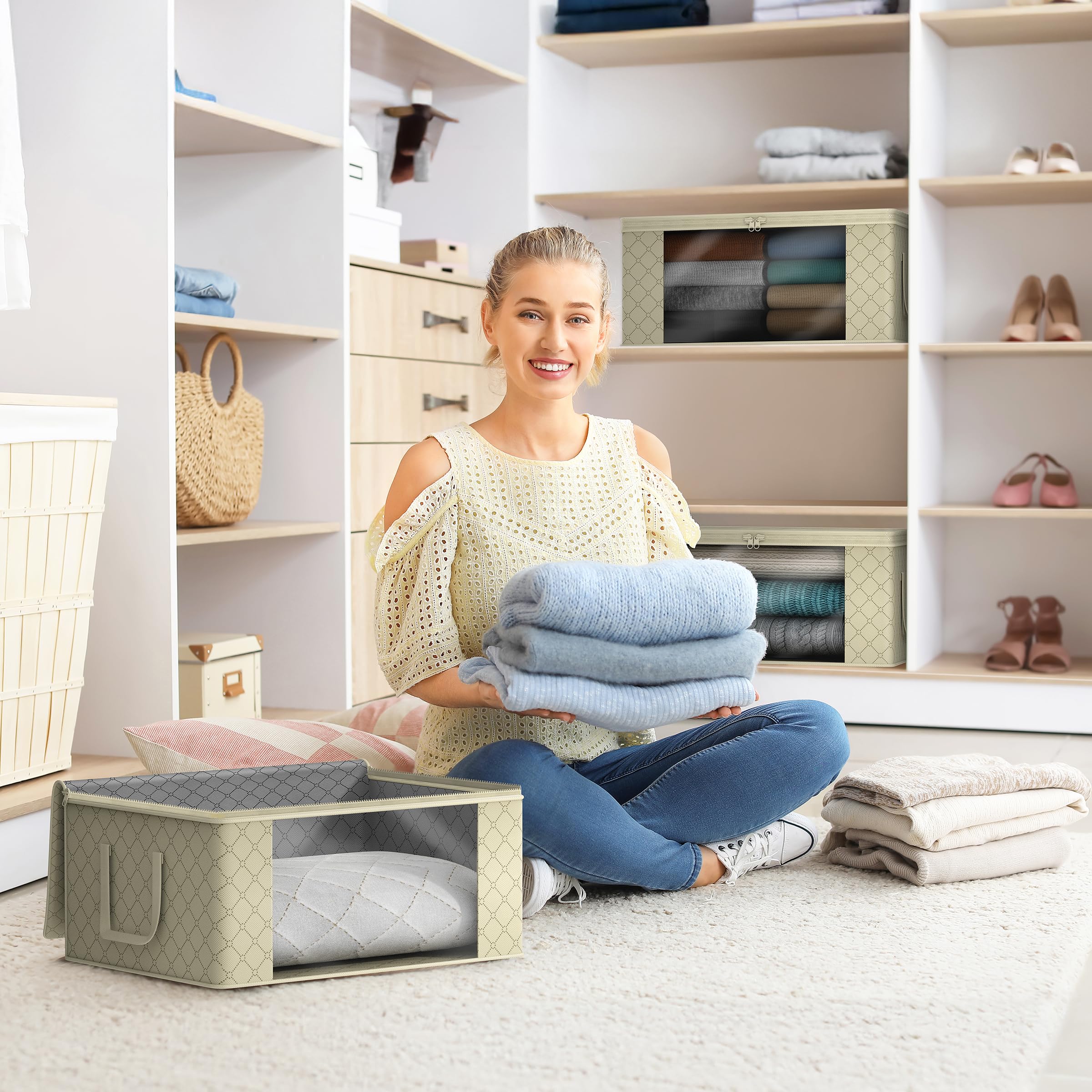 Snapklik.com : Sorbus Medium Clothes Storage Bags - Foldable Blanket ...