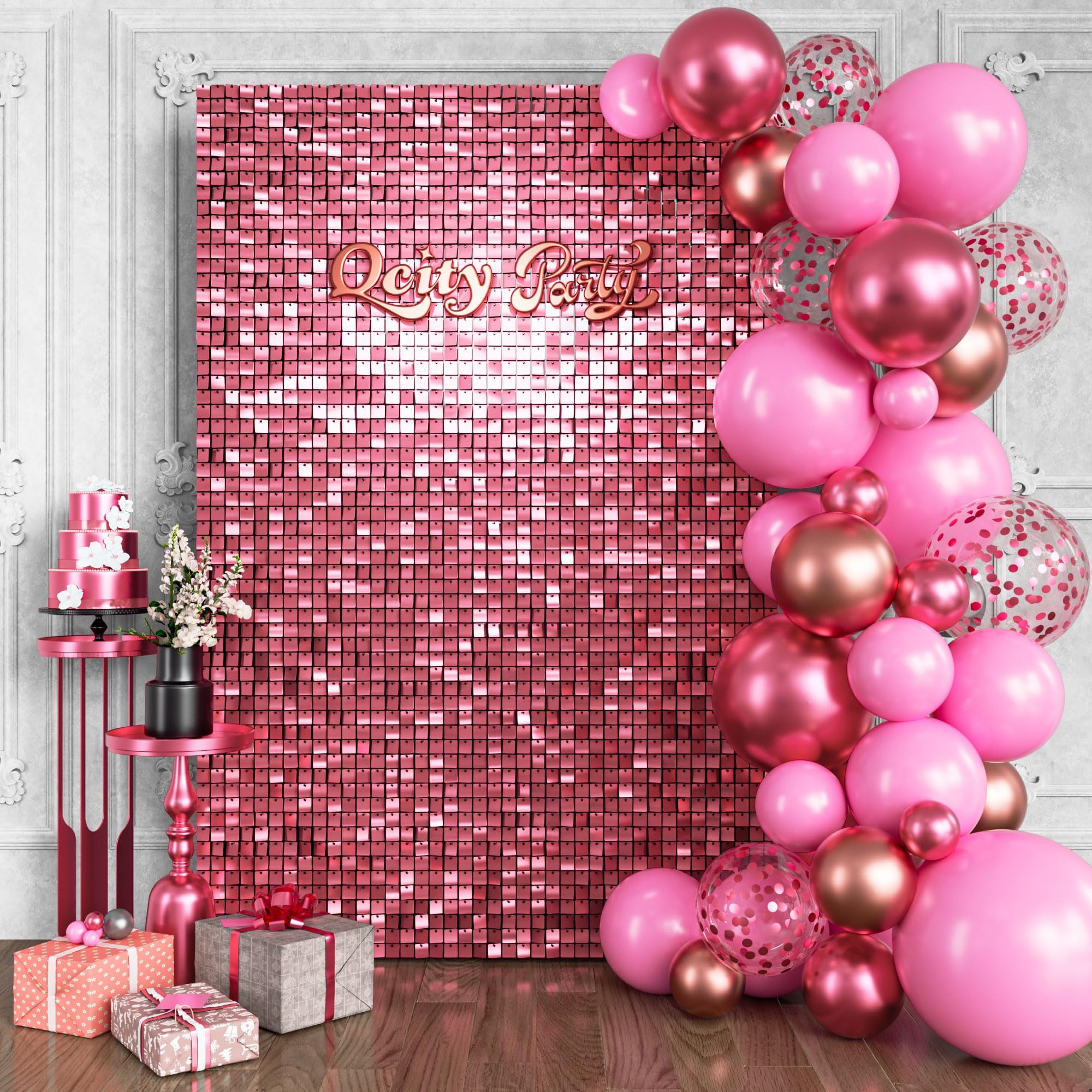 Amazon.com : 24 Pcs Pink Shimmer Wall Backdrop Panels - 4FT x 6FT Pink ...