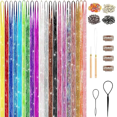 Amazon.com : GTTUKK Hair Tinsel Kit (48 Inch,20 Colors,6000 strands ...